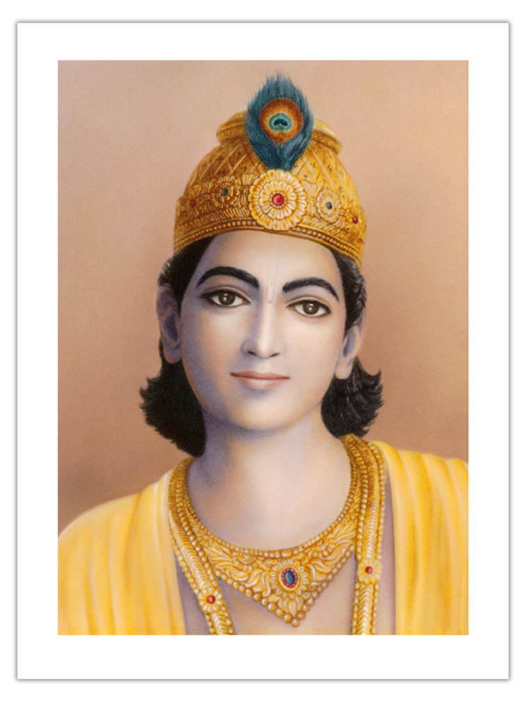 Bhagavan Krishna - India Hindu Deity - Vintage Religious Art - Bamboo ...