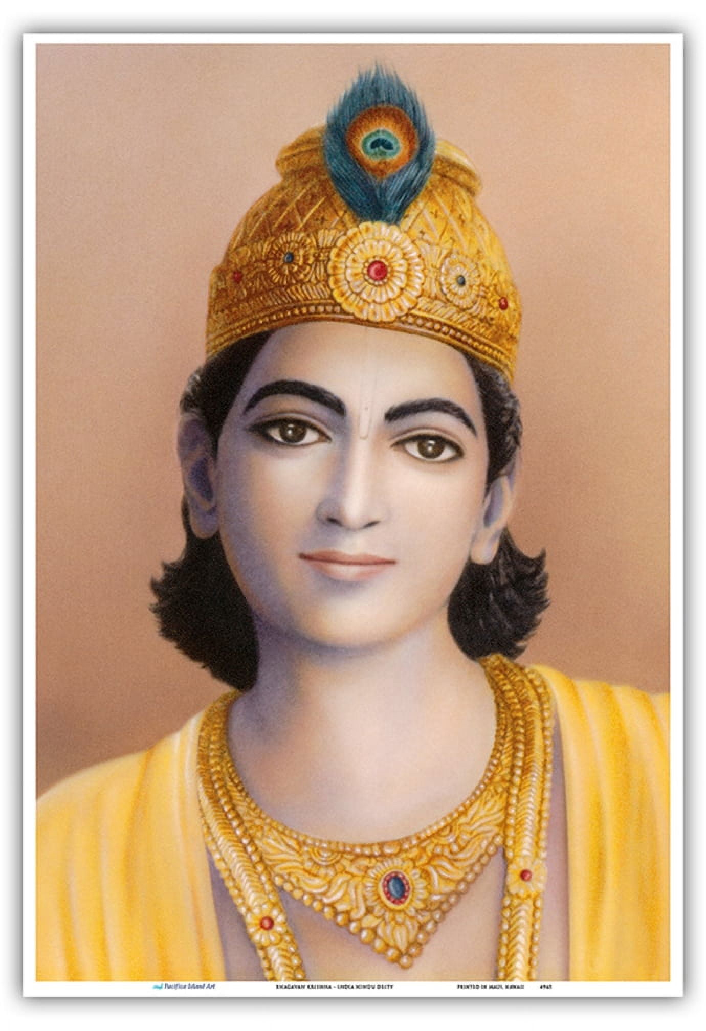 Bhagavan Krishna - India Hindu Deity - Vintage Religious Art - Master ...