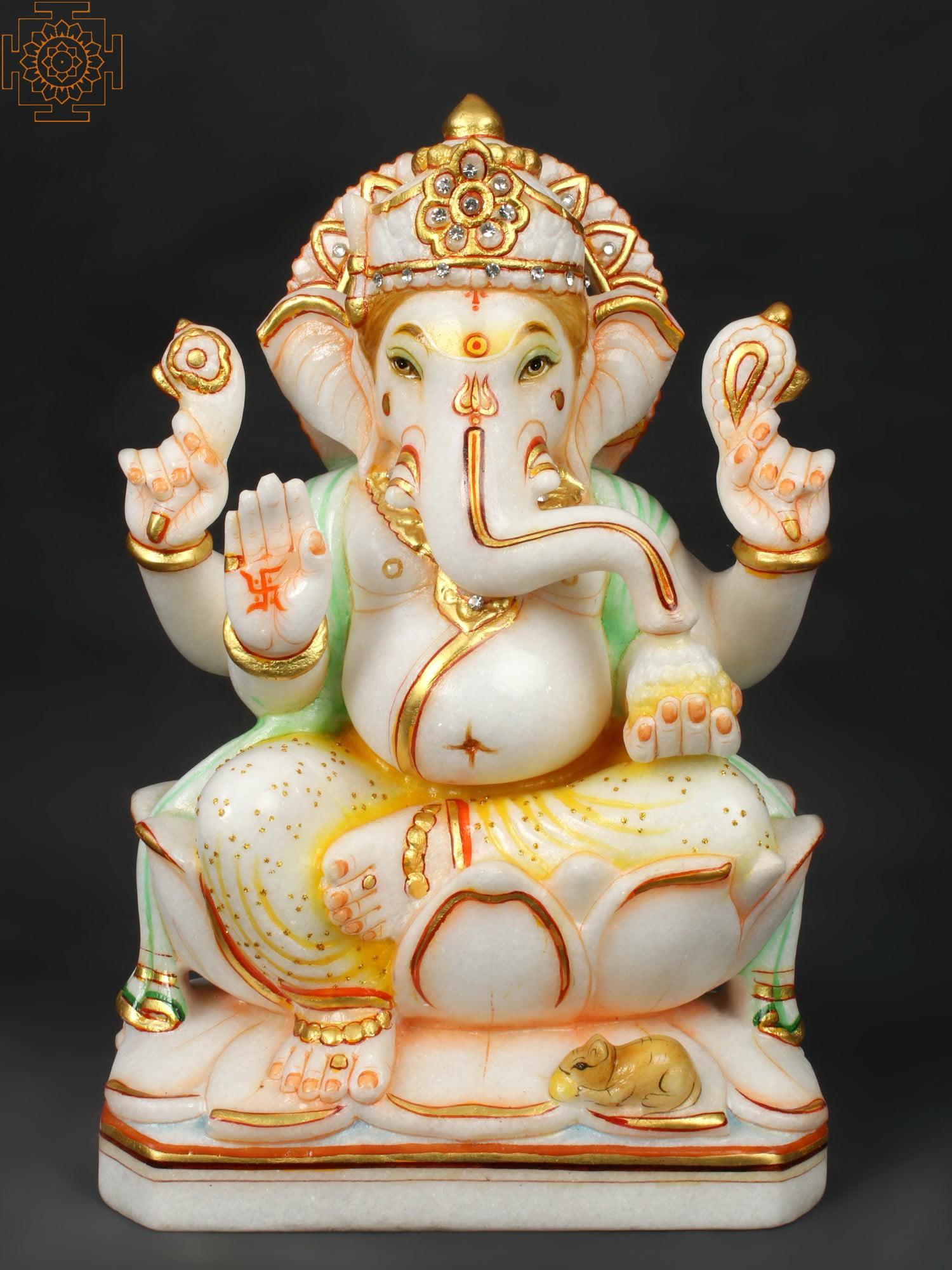 Bhagawan Ganesha Blessing His Devotees - White Marble Statue - Walmart.com
