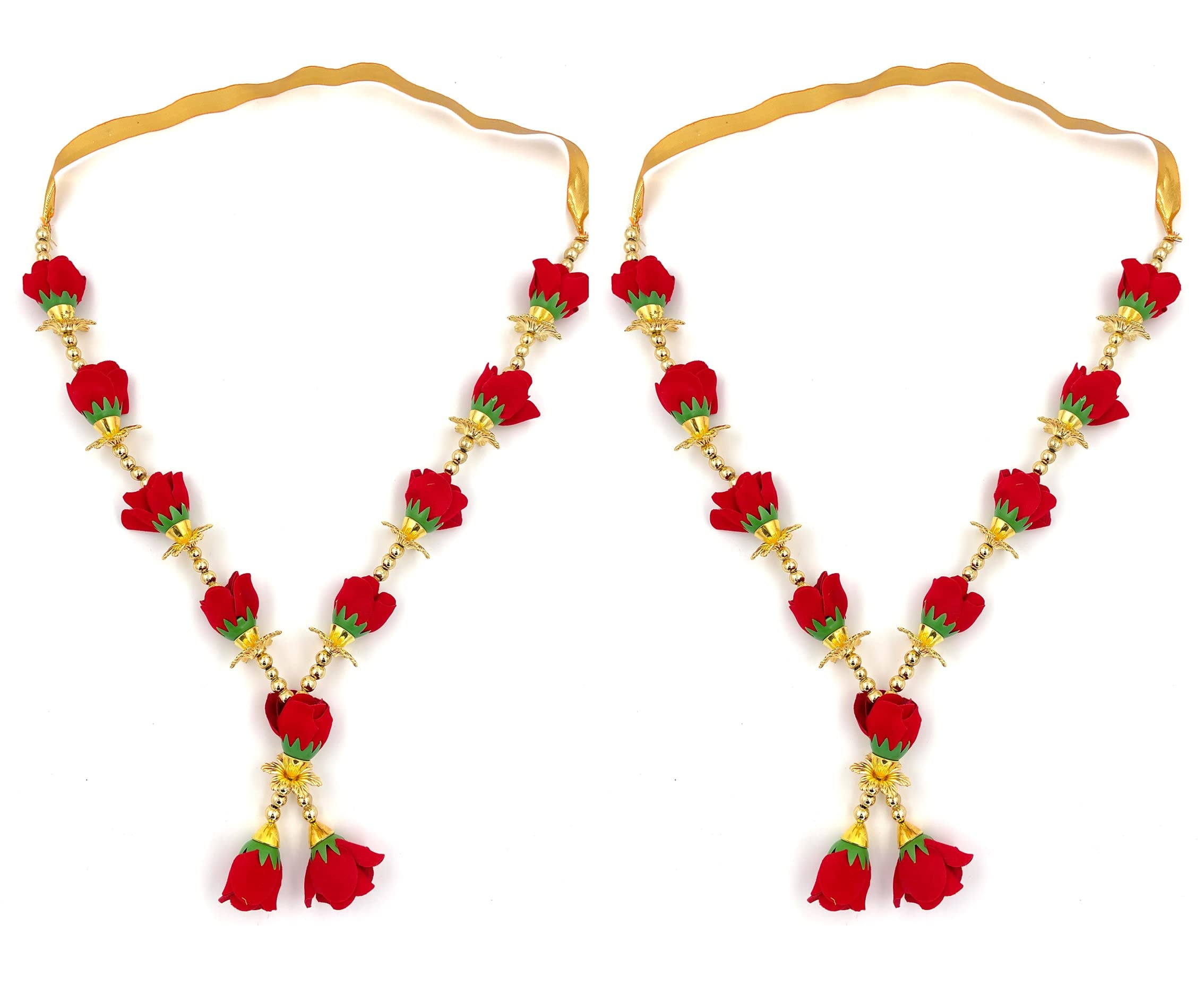 Bhakti Lehar (Size: 12 Inch) Artificial Red Rose Flower Garland Mala ...