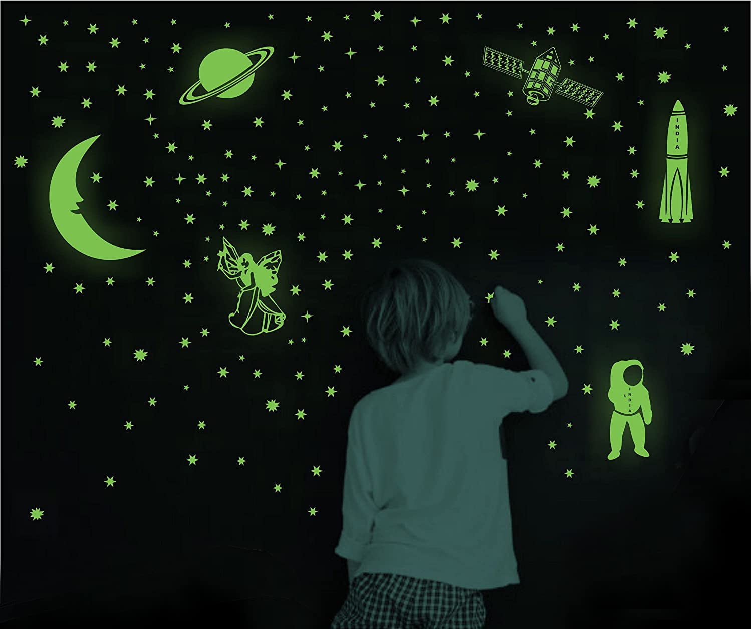 Bharat Night Glow in The Dark Star Astronomy Moon Wall Stickers with ...