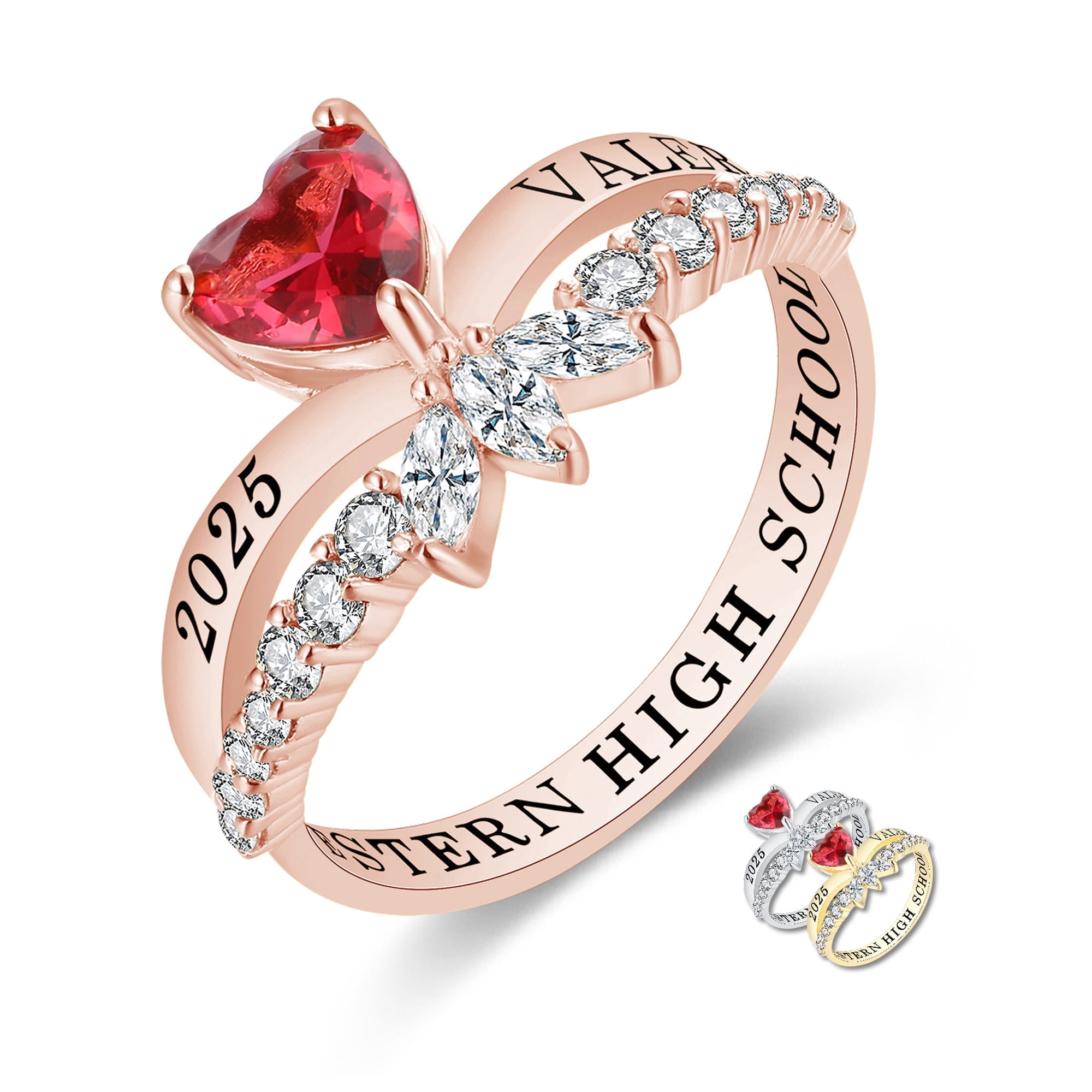 Bhavani Gems CLASS RING Custom Heartbeat Sterling Silver Birthstone ...