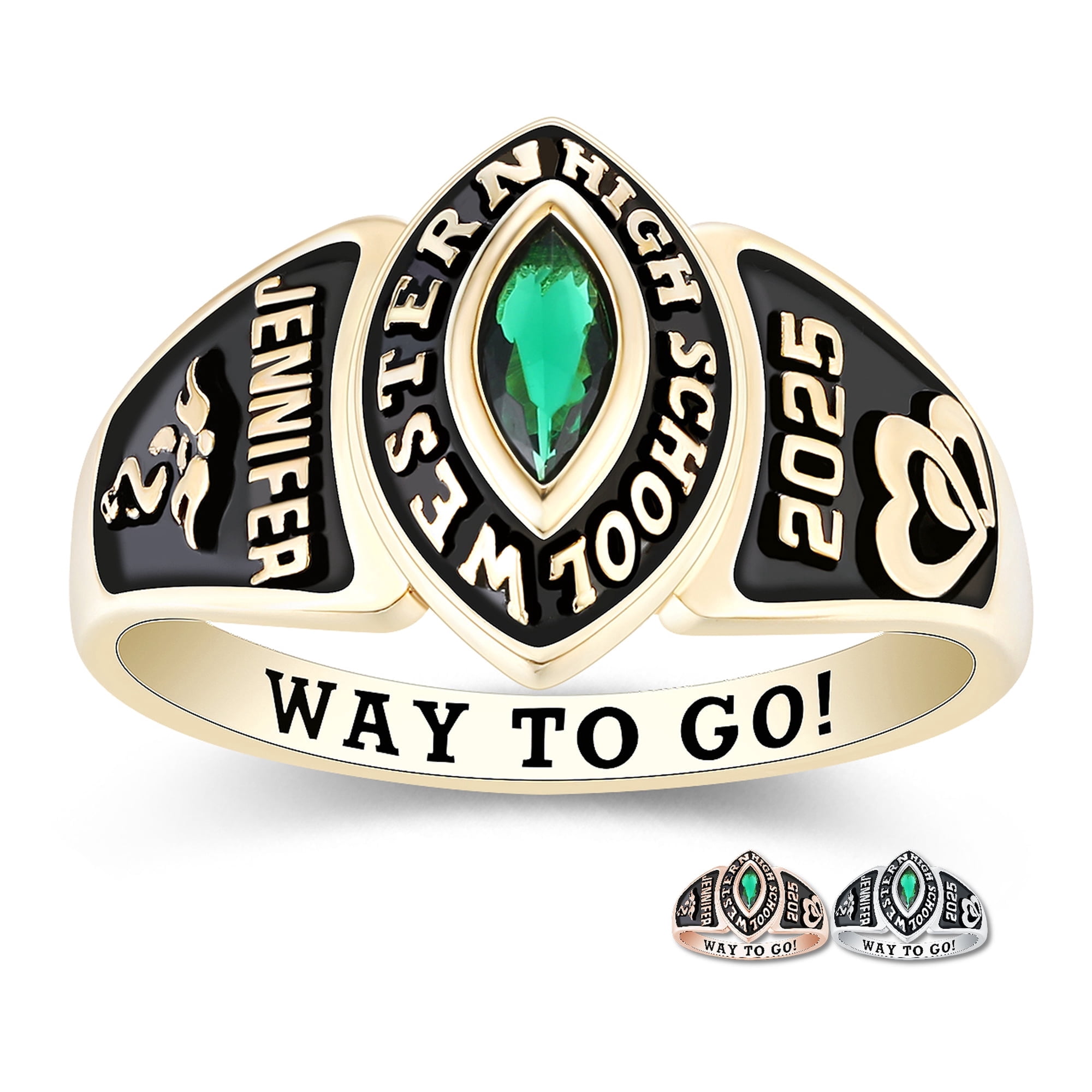 Bhavani Gems CLASS RING Custom Journey Sterling Silver Women's Class ...