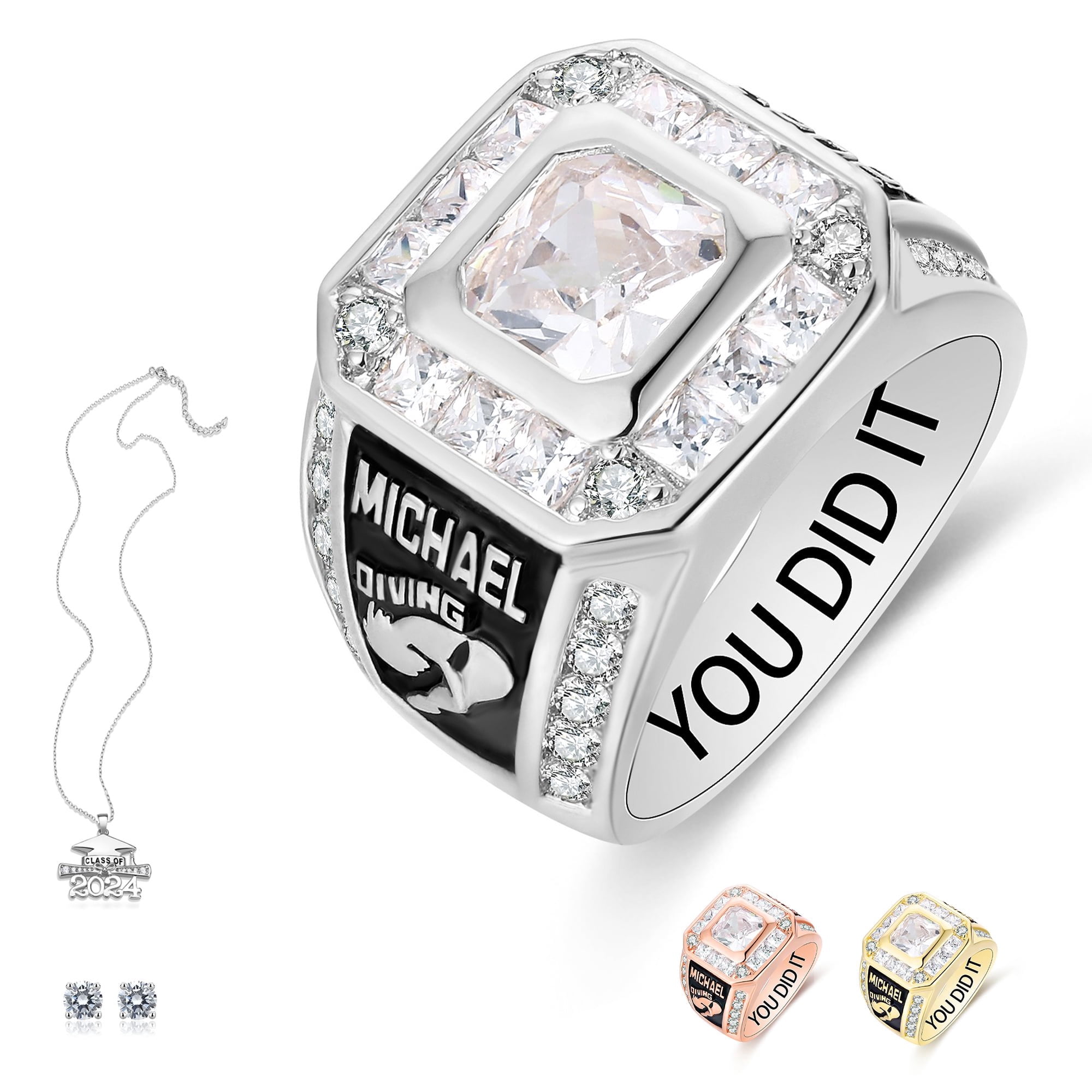 Bhavani Gems CLASS RING Fully Personalized Customized Class Ring Men's ...