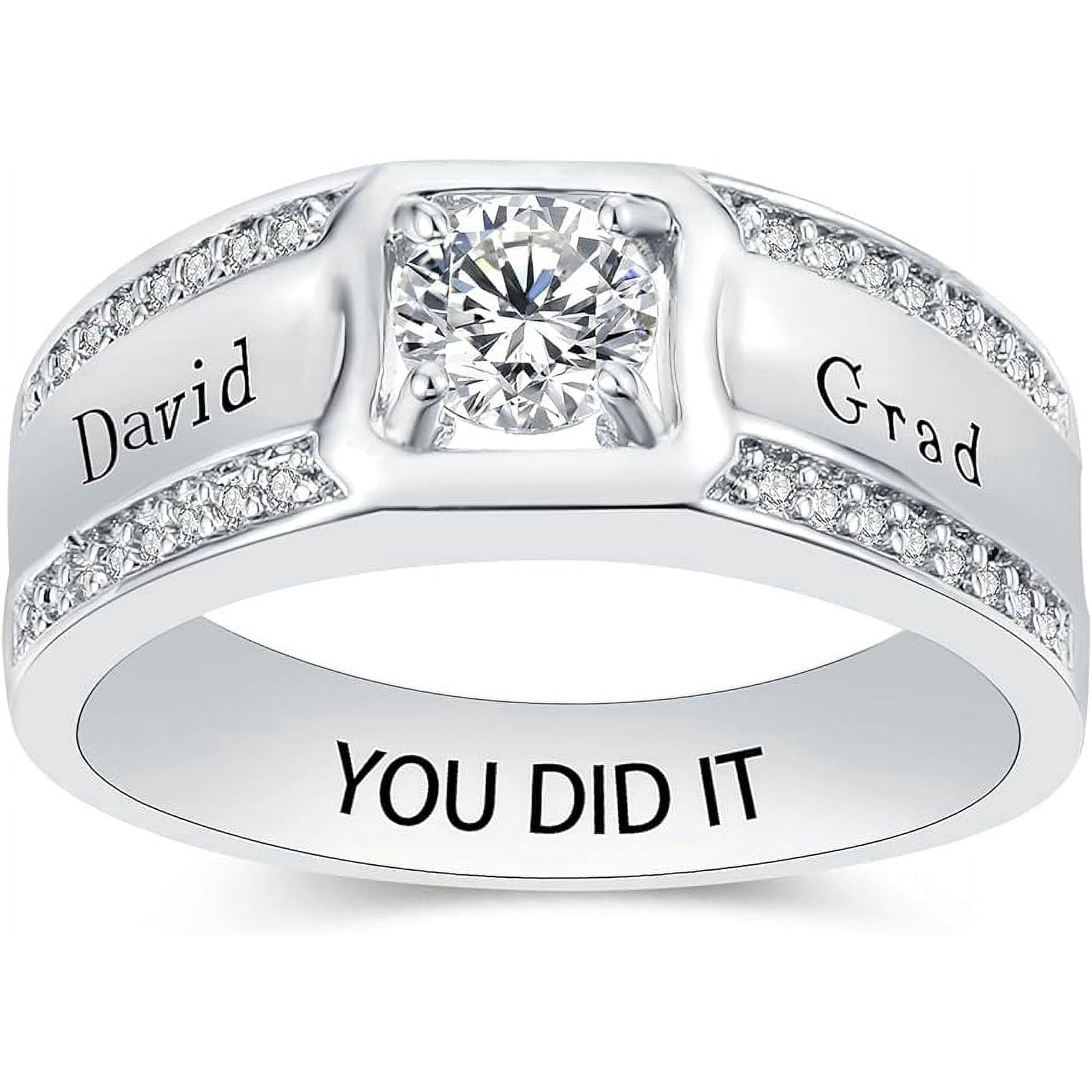 Bhavani Gems Fully Personalized Customized class rings Sterling Silver ...