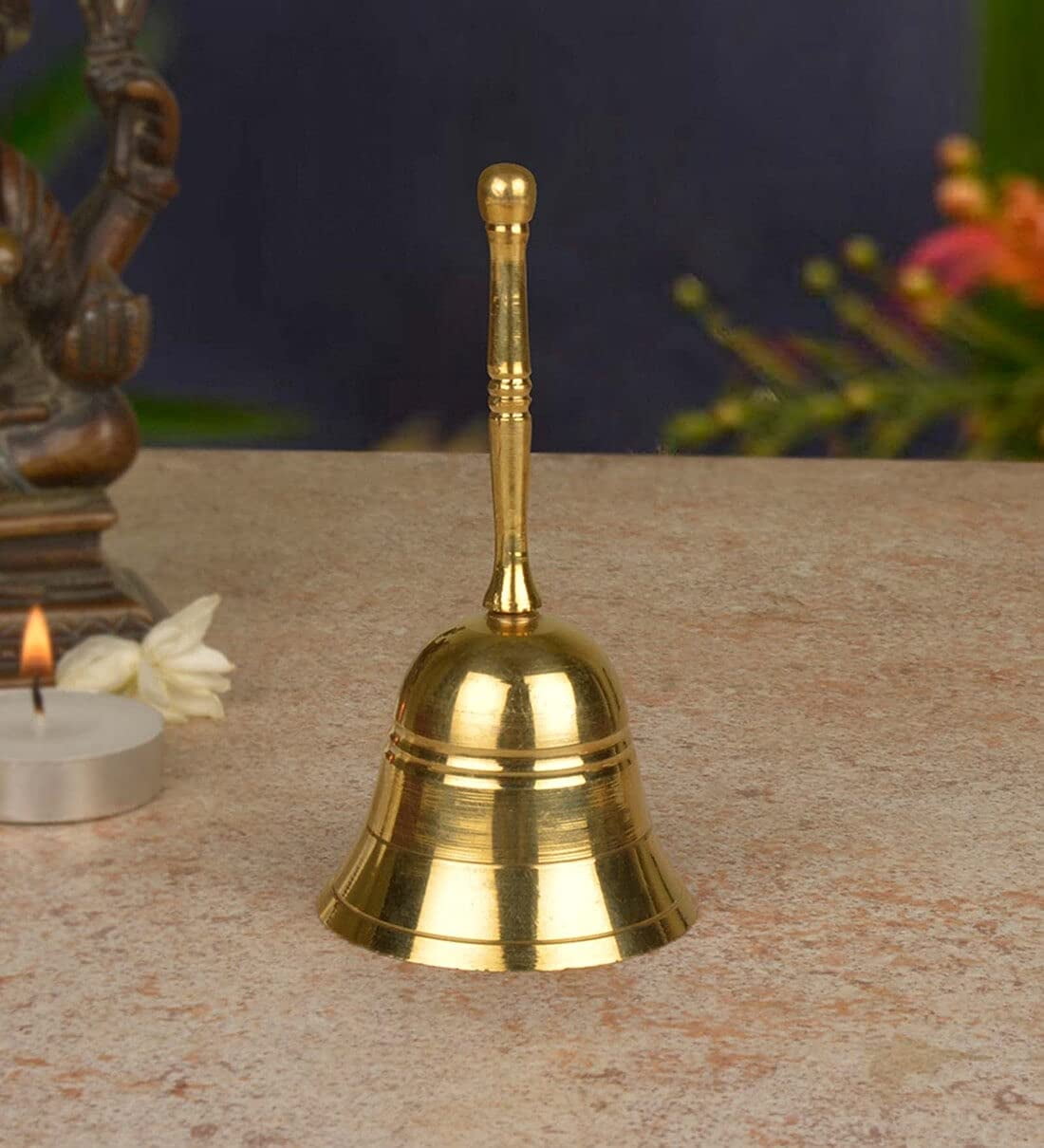BhayaJi Brass Decorative Pooja Bell with Beautiful Handle For ...