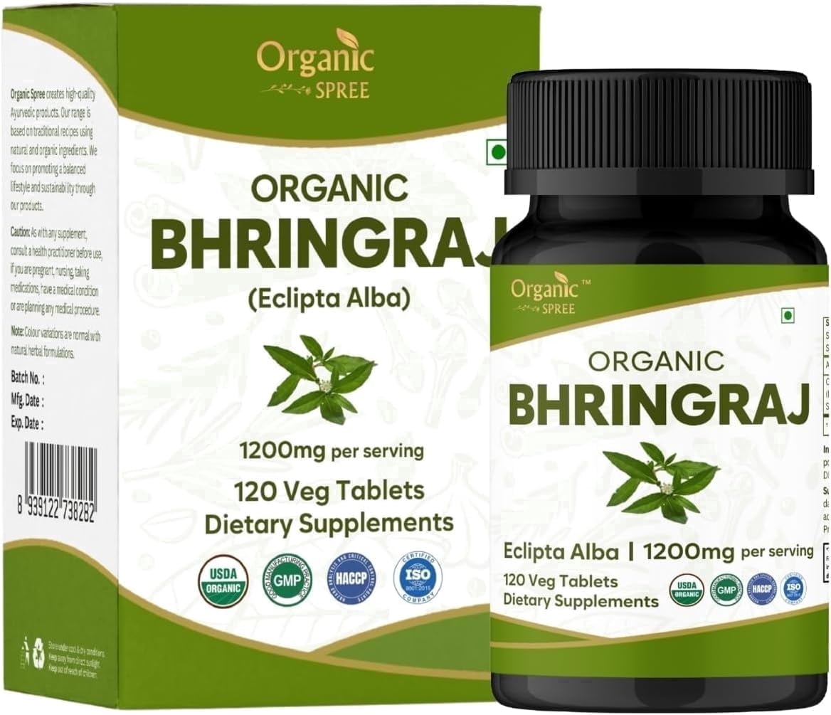ORGANIC SPREE Bhringraj Tablets 120 Count – Eclipta Alba Herbal ...