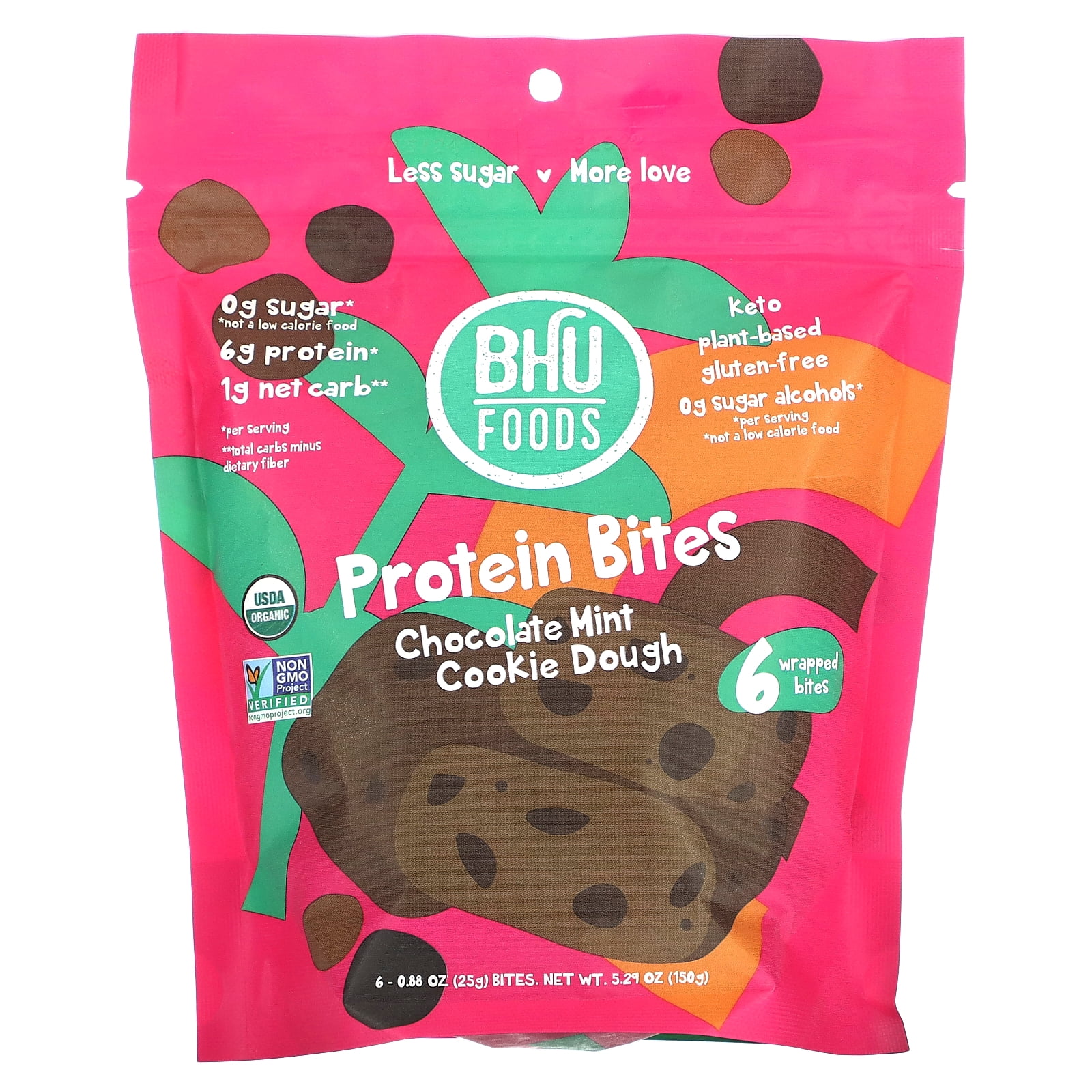 Bhu Foods Protein Bites Chocolate Mint Cookie Dough - Walmart.com