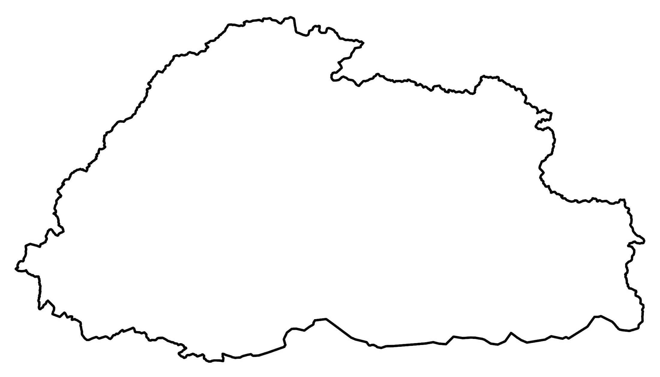 Bhutan Blank Outline Map GLOSSY POSTER PICTURE PHOTO PRINT BANNER ...