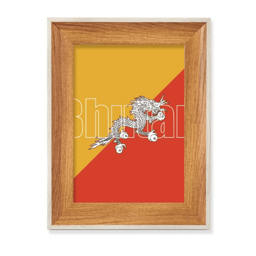 Bhutan Country Flag Name Desktop Wooden Photo Frame Display Picture Art ...
