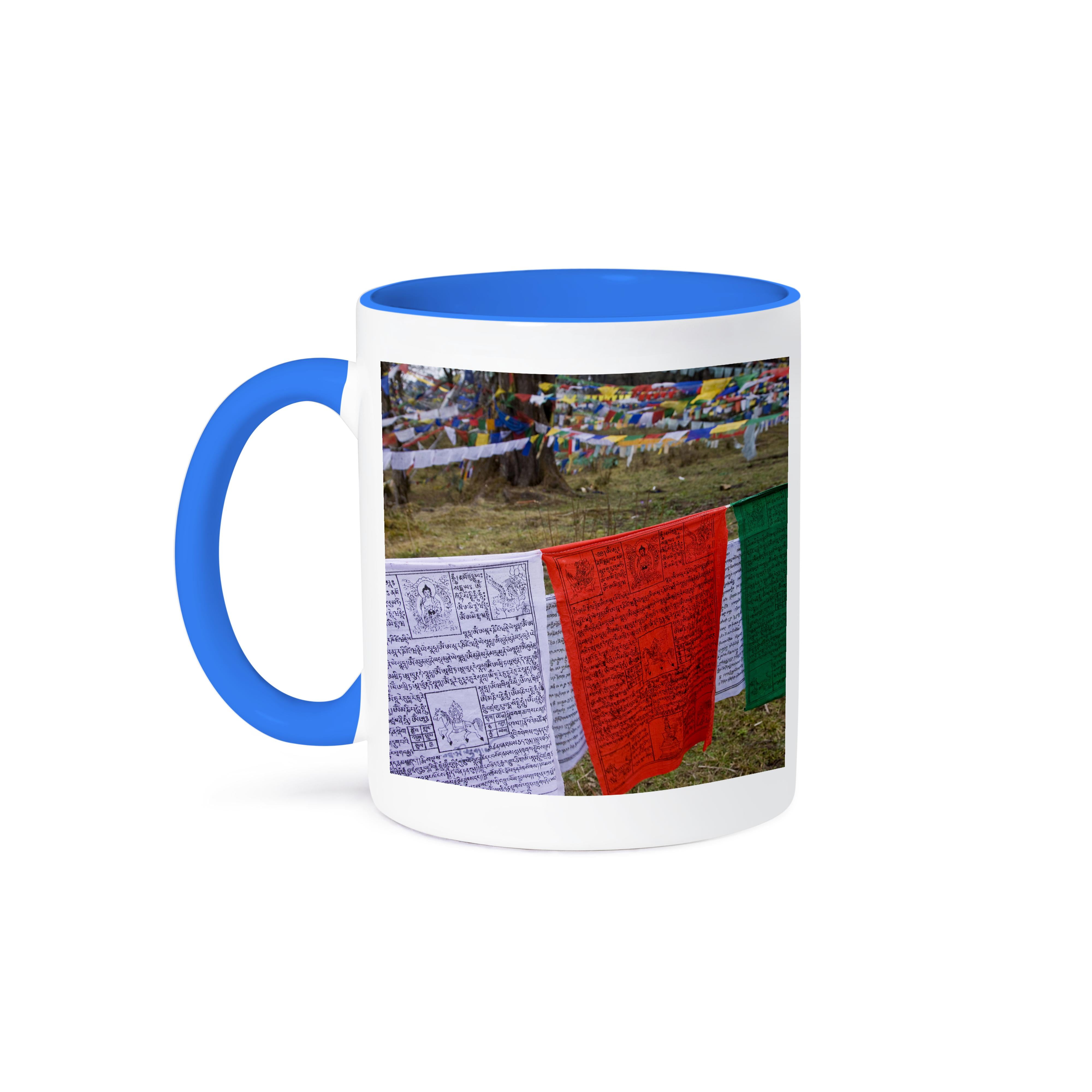 3dRose, Bhutan, Dochu La. Prayer flags on the hillside forest-AS04 ...