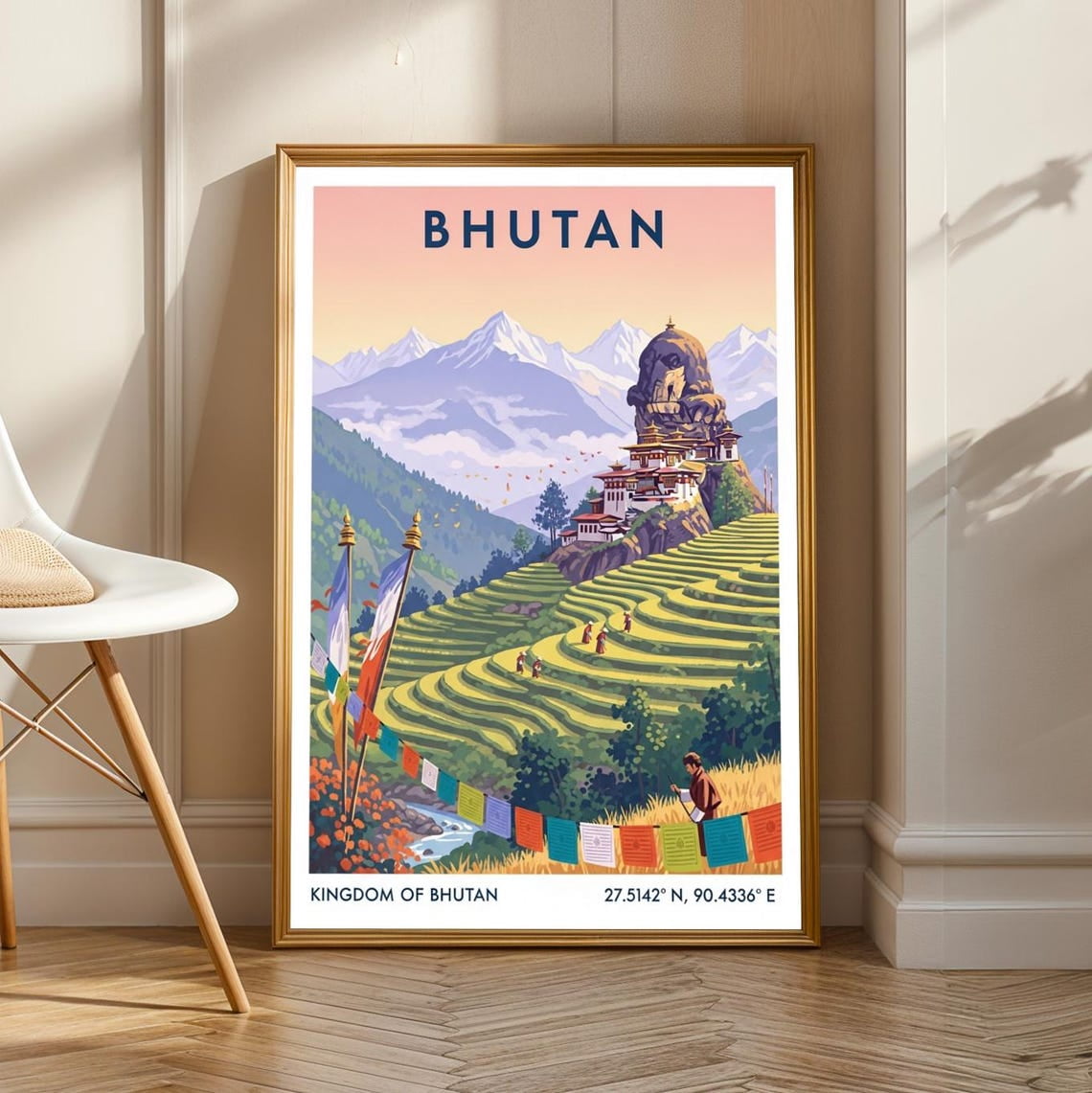 Bhutan Landscape Art Print: Himalayan Travel Poster, Unframed Poster ...