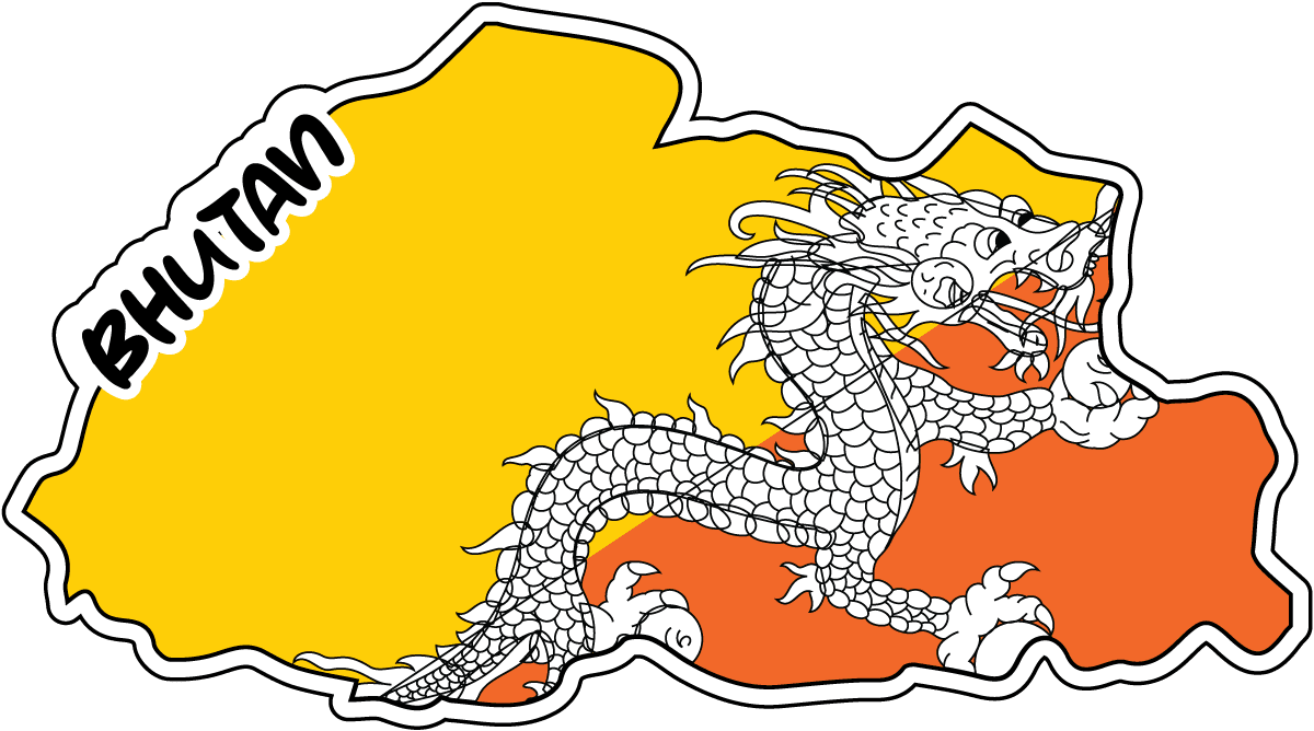 Bhutan Map Flag Sticker Decal 4 Inches - 4 inch - Walmart.com