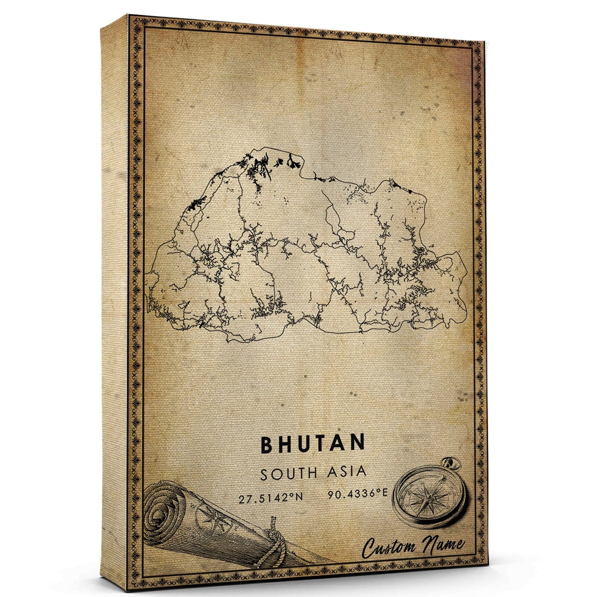 Bhutan country Map Poster, Bhutan Country road Map Art Poster, Canvas ...