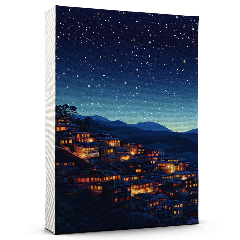 Bhutan country Travel Canvas Art Print, Bhutan Wall Canvas Starry Night ...