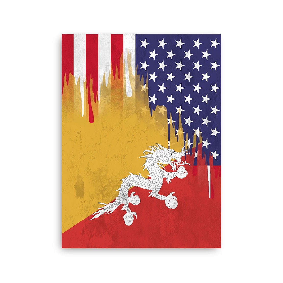 Bhutanese American Flag Wall Art Friendship USA Bhutan Roots Posters ...