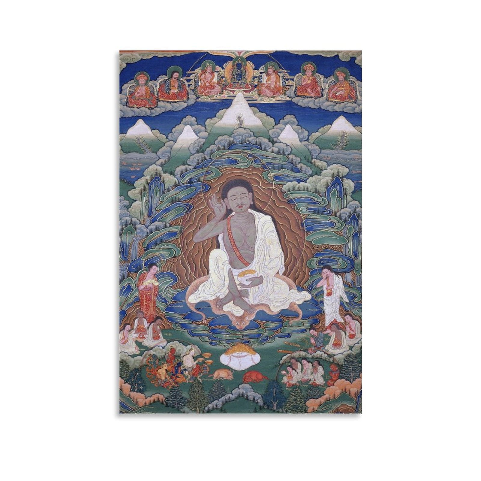 Bhutanese Painted Tibetan Thanka Poster of Milarepa Artworks Canvas ...