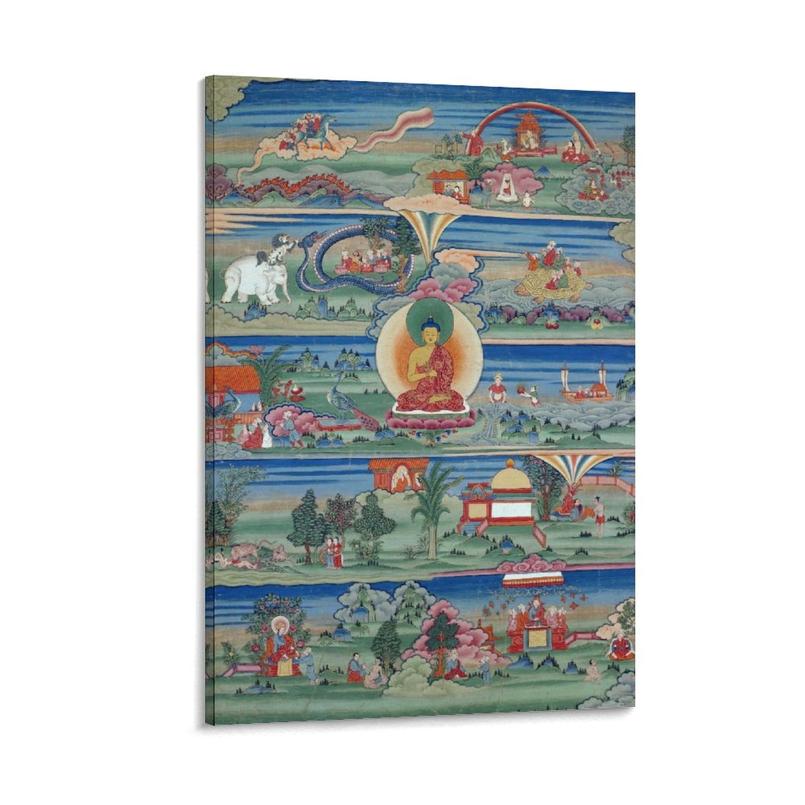 Bhutanese Thanka Poster of The Jataka Tales Canvas Poster Wall Art ...