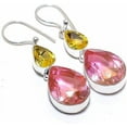 Bi-Color Tourmaline, Citrine 925 Sterling Silver, Earring 1.9" RD-2456 ...
