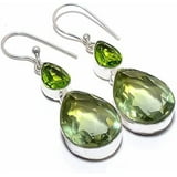 Bi-Color Tourmaline, Peridot 925 Sterling Silver, Earring 2.0" KK-2493 ...