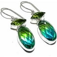 Bi-Color Tourmaline, Peridot Gemstone .925 Silver Jewelry Earring 1.8 ...