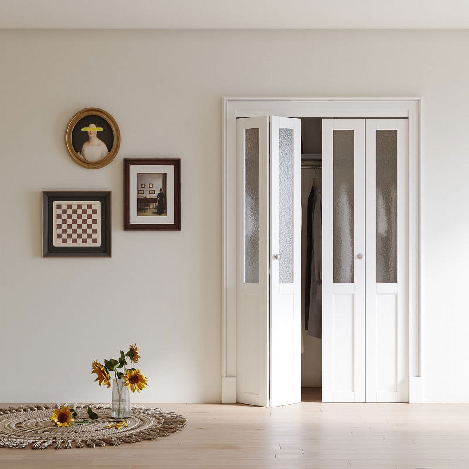 Bi-Fold Doors 48" x 80" (Double 24" x 80" Doors) Tempered Frosted Glass ...