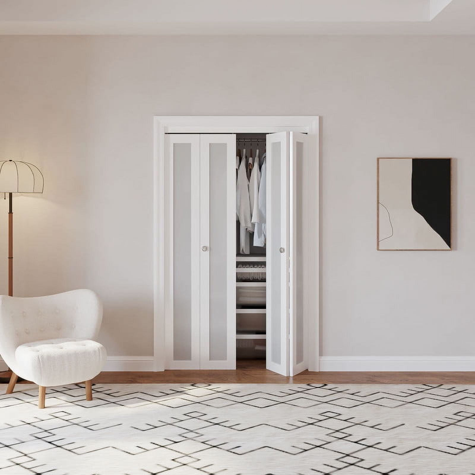 Bi-Fold Doors 48" x 80" (Double 24" x 80" Doors)Tempered Frosted Glass ...