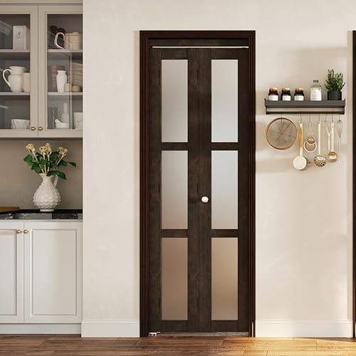 Bi-Fold Doors, for 24in. x 80 in Opening, 3-lite Tempered Frosted Glass ...