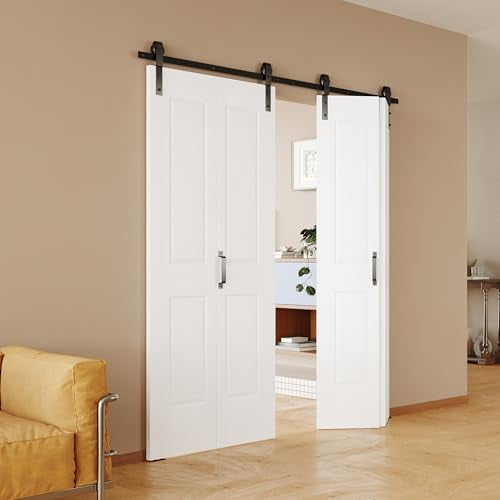 Bi-Fold Sliding Barn Door 60"（30" x2） x 84", 4-Panel with Sliding ...