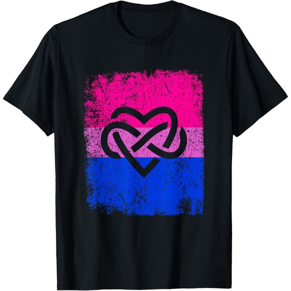Bi Poly Proud Polyamory Pride Flag Bisexual Distressed T-Shirt ...