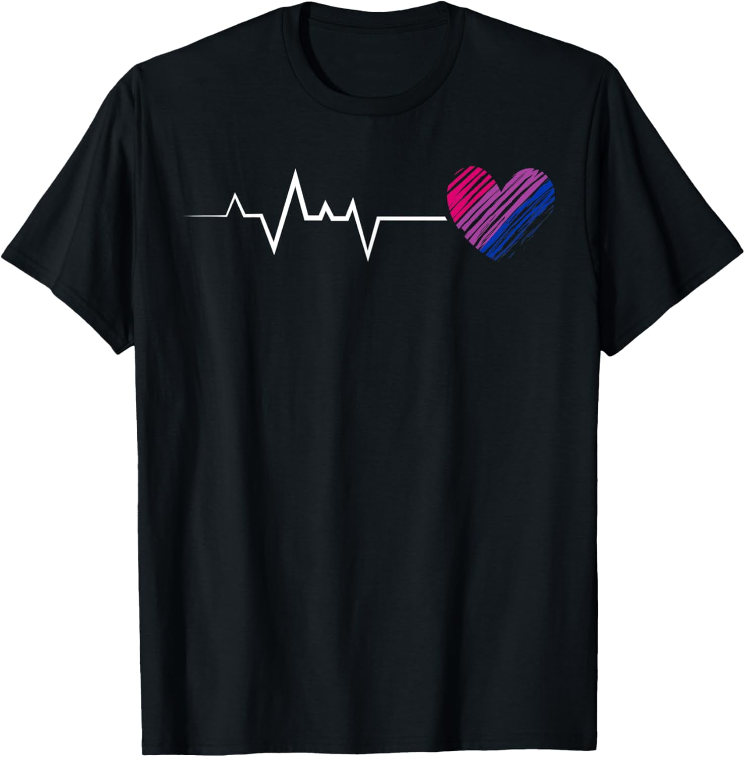 Bi Pride Heartbeat with Subtle Bisexual Flag Colors T-Shirt - Walmart.com
