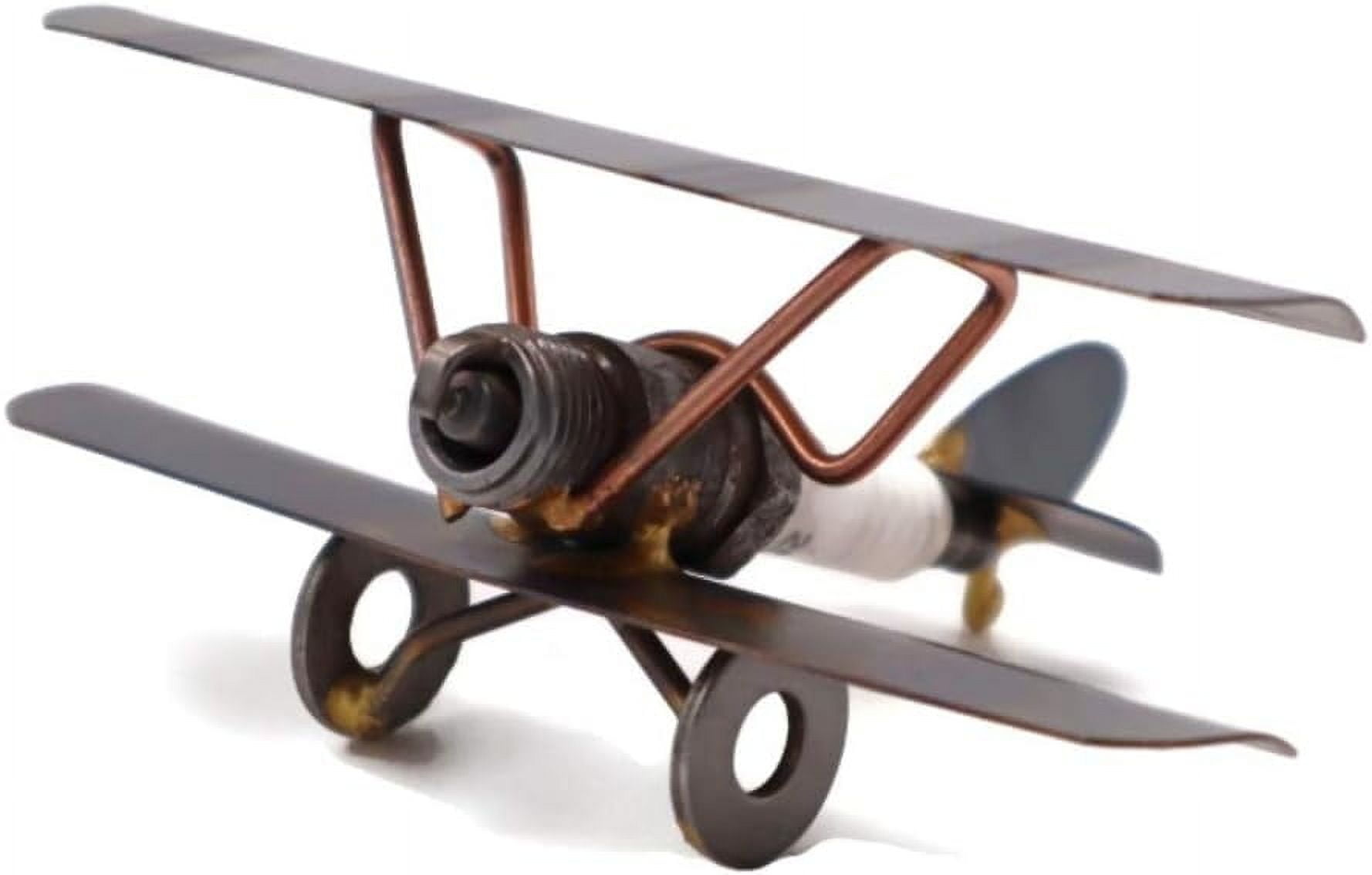 Bi-Wing Plane Collectible Handmade Metal Art Figurine, Desk Accessories ...