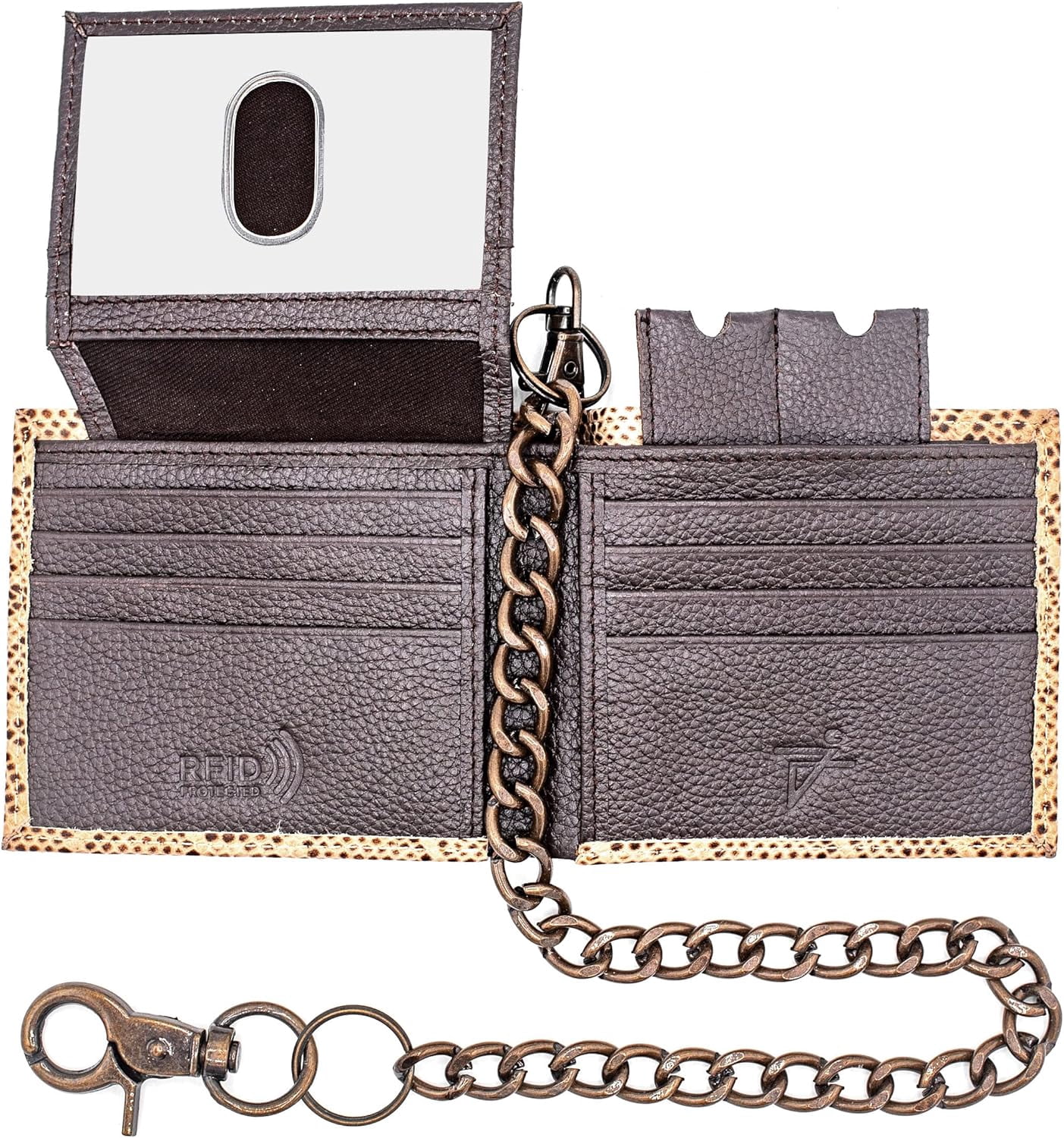 Bi-fold Chain Wallet for Men RFID Safe Leather Chain Wallet for Men ...