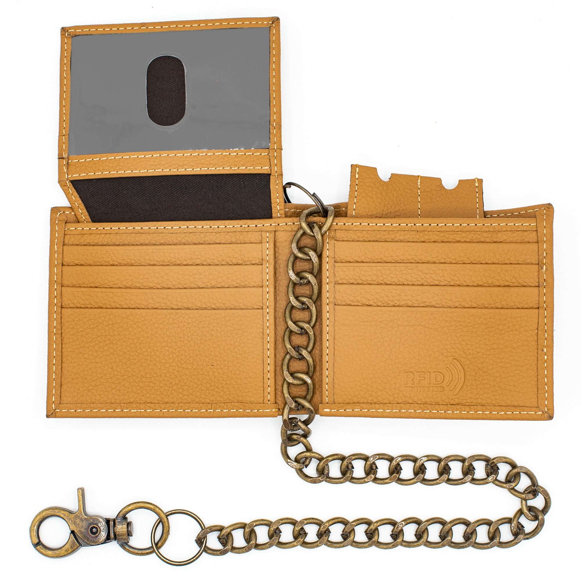 Bi-fold Chain Wallet for Men RFID Safe Leather Chain Wallet for Men ...