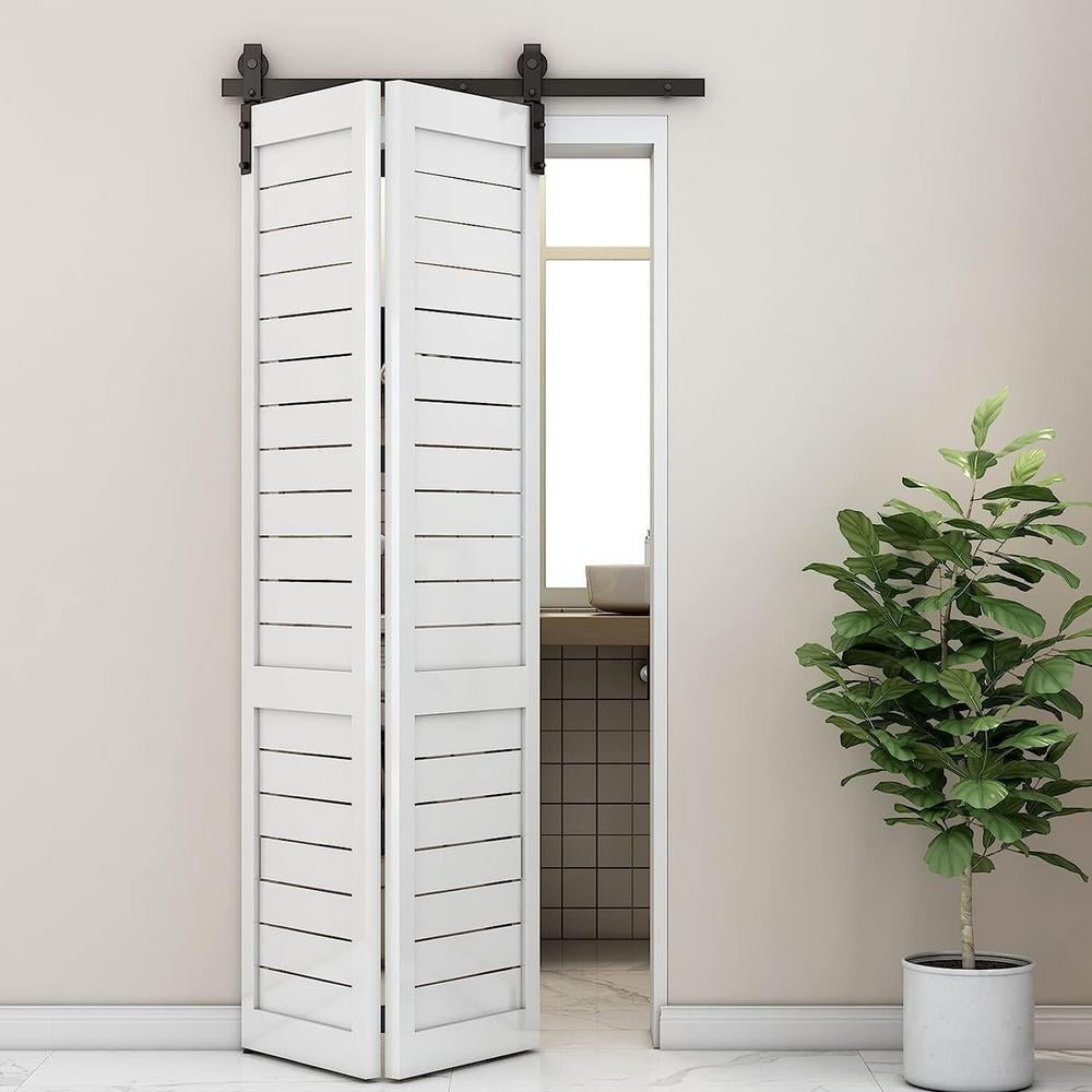 Bi-folding Sliding Barn Door Hardware Track Kit , 36 Inches Black ...