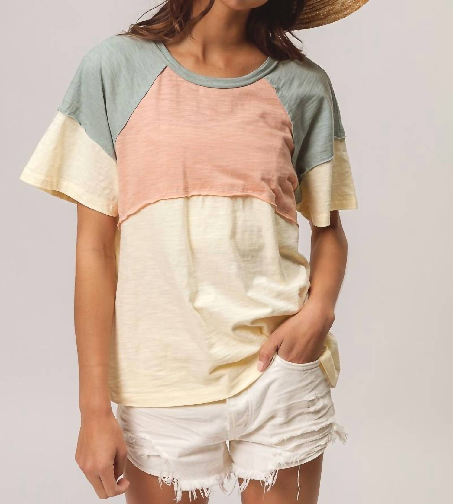 BiBi Mauve Colorblock Tee - Walmart.com
