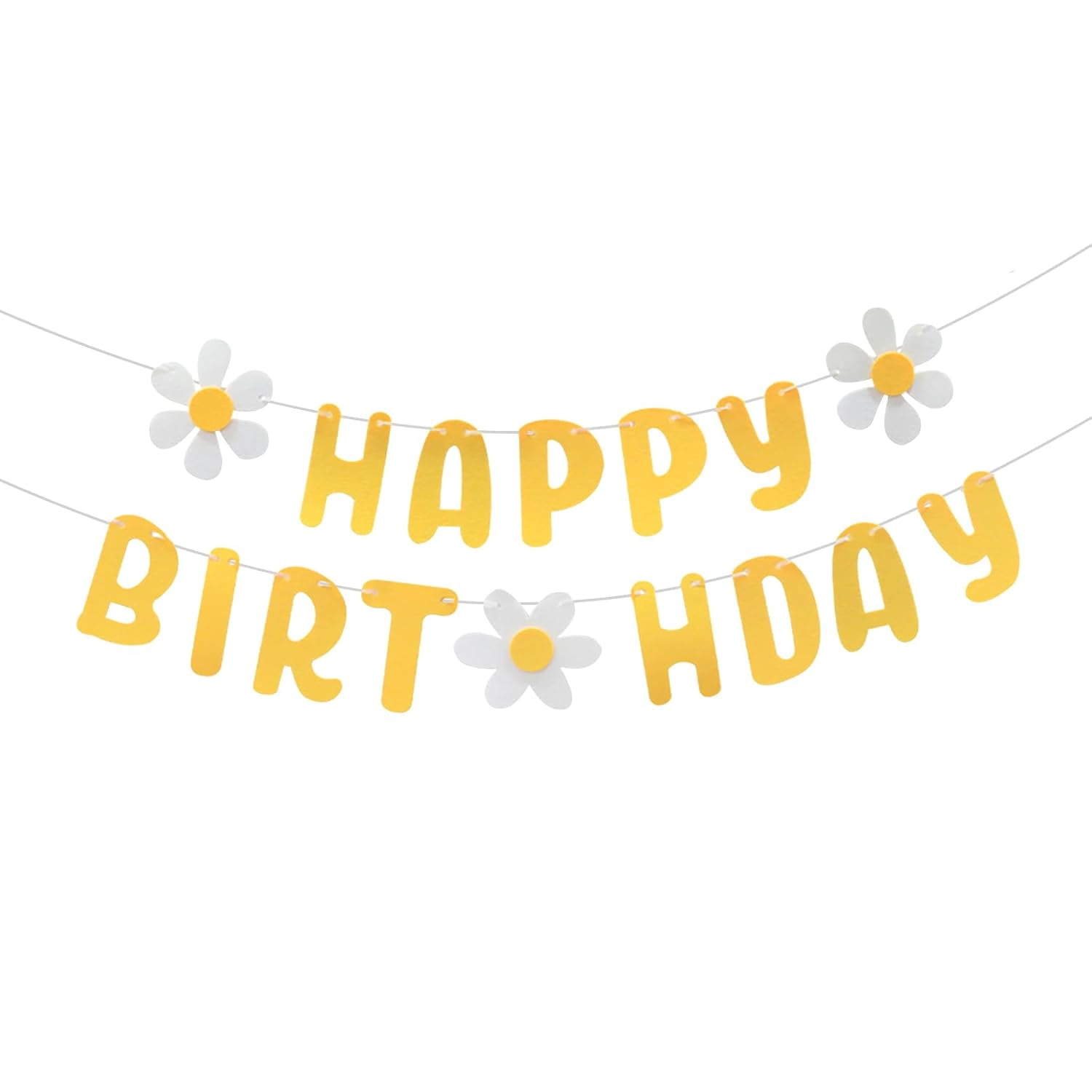 BiBzu Daisy Flower Happy Birthday Banner, Daisy Themed Birthday Banner ...