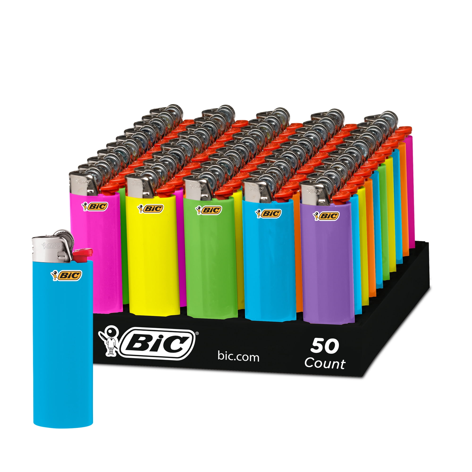 BIC Maxi Pocket Lighters, Fashion Assorted Colors, 50-Count Tray of ...