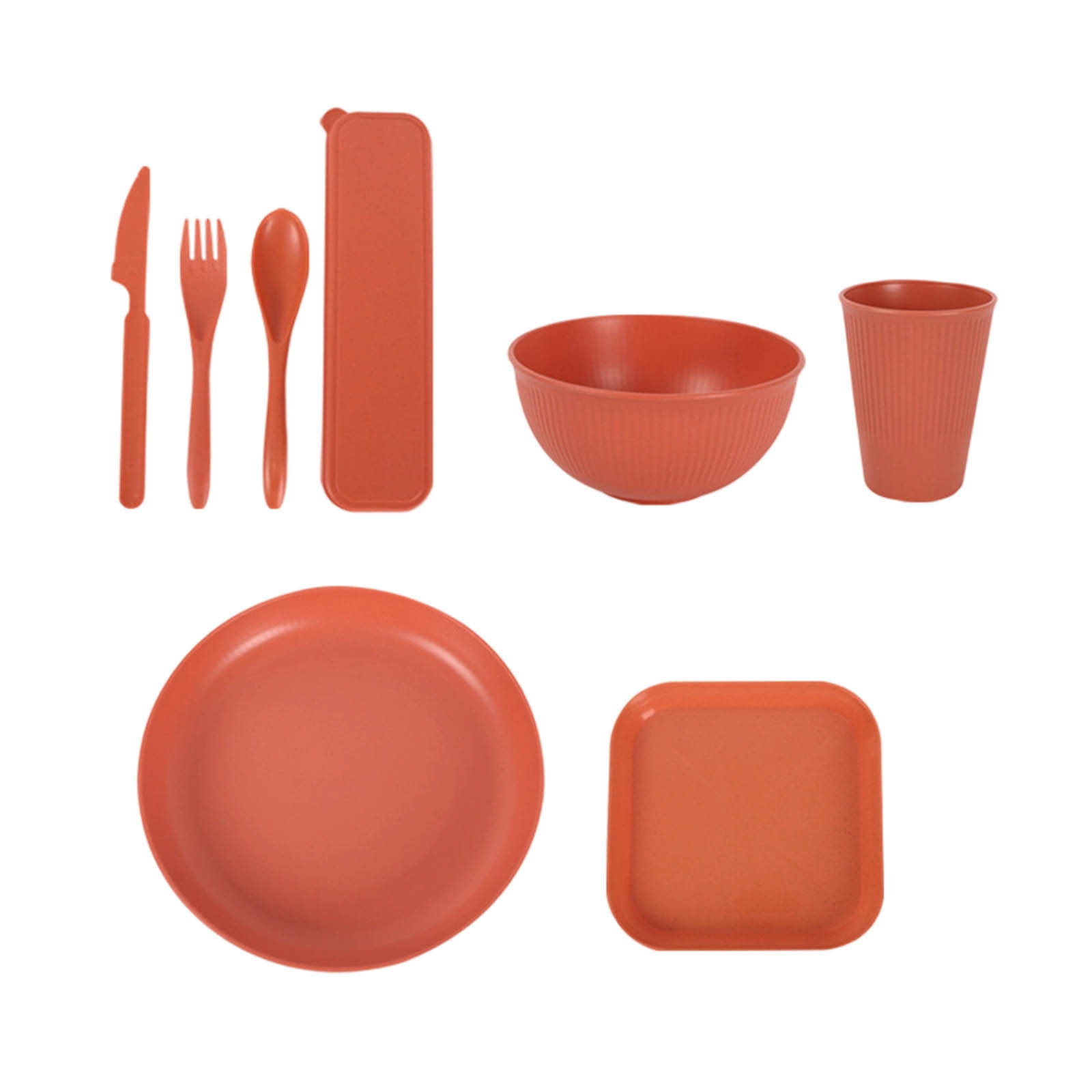 BiFandian 8 Pcs Wheat Straw Dinnerware Sets, Unbreakable Dinnerware ...