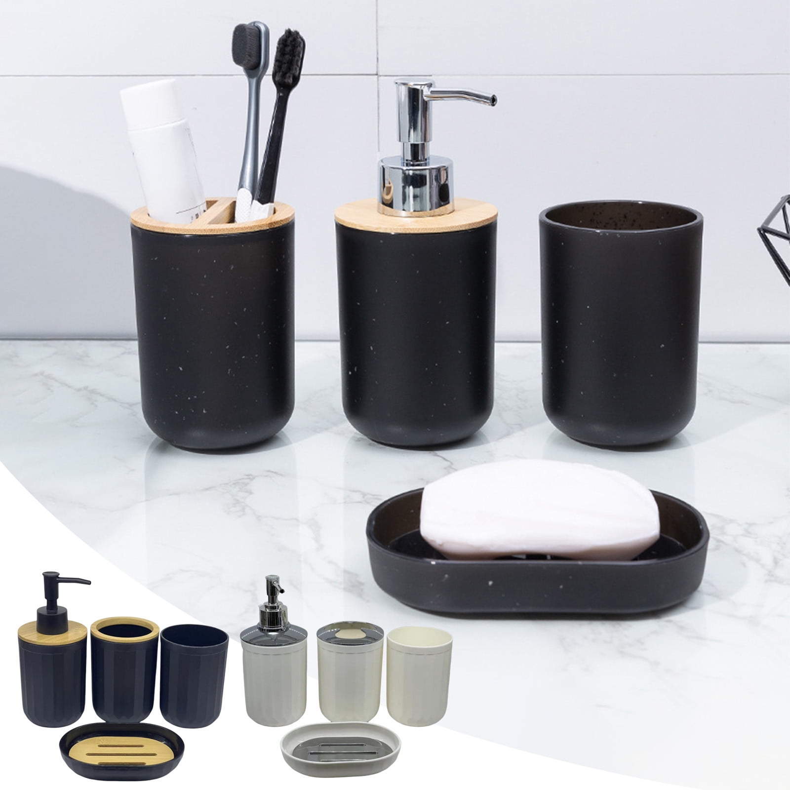 BiFandian Bathroom Accessory Set, 4 Pcs Bathroom Accessories Sets ...