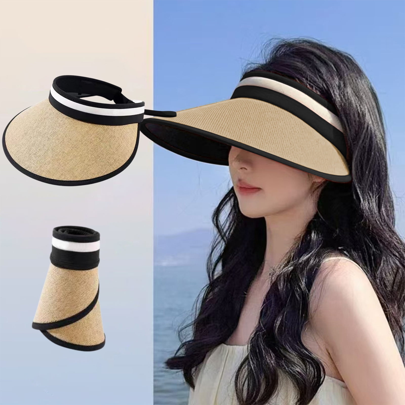 BiFandian Cloth Covered Slip On Visor with Wide Brim, Sun Sports ...