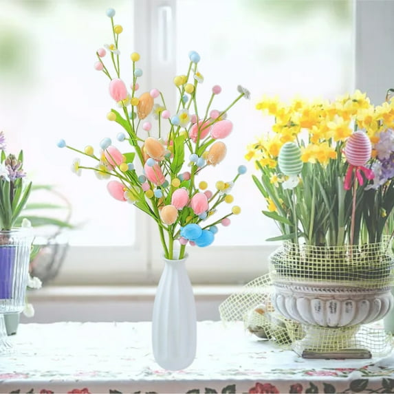 BiFandian Flocked Easter Egg Berry Branch, Velvet Fabric Simulation ...