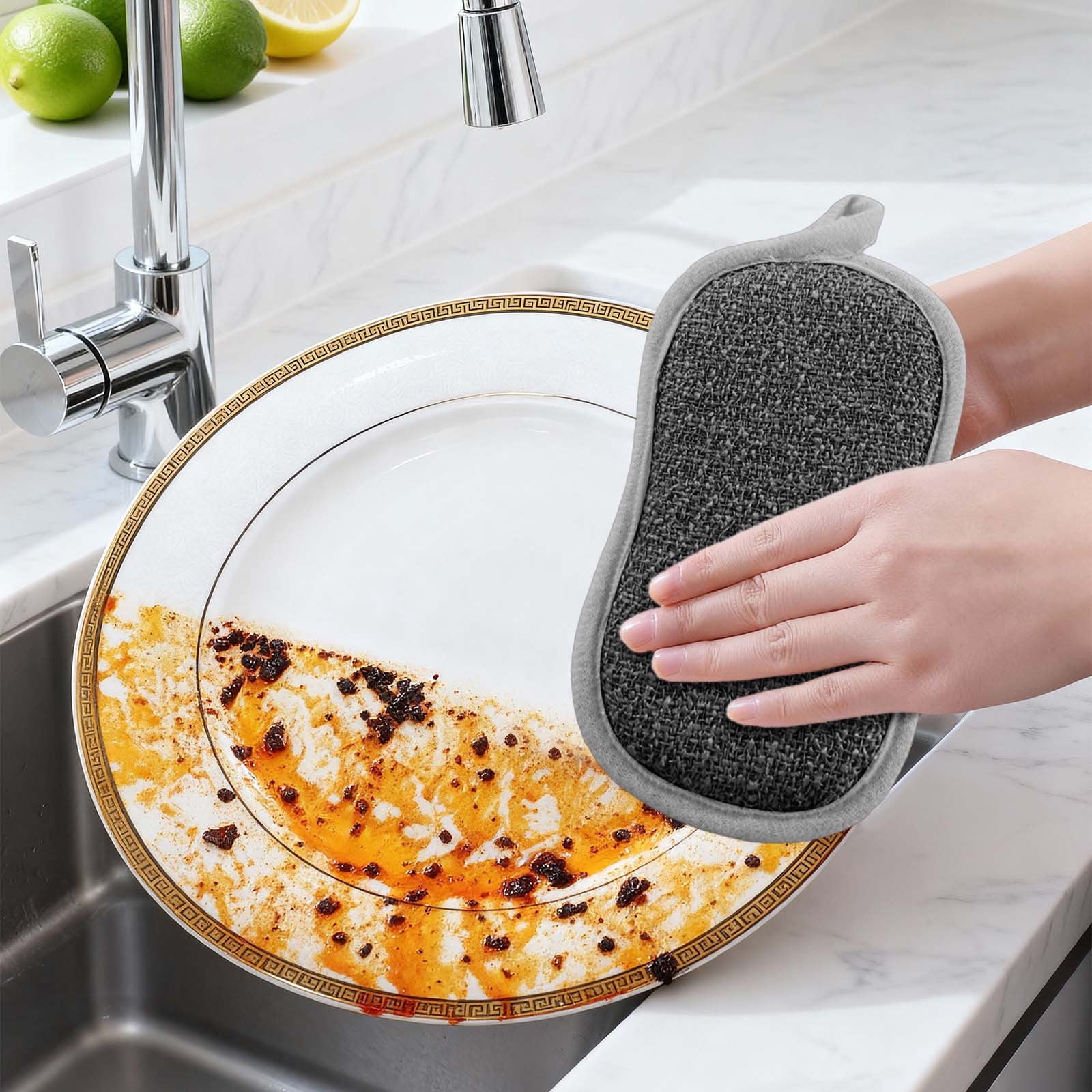 BiFandian Multipurpose Kitchen Scrub Sponges, Microfiber Dish Sponge ...