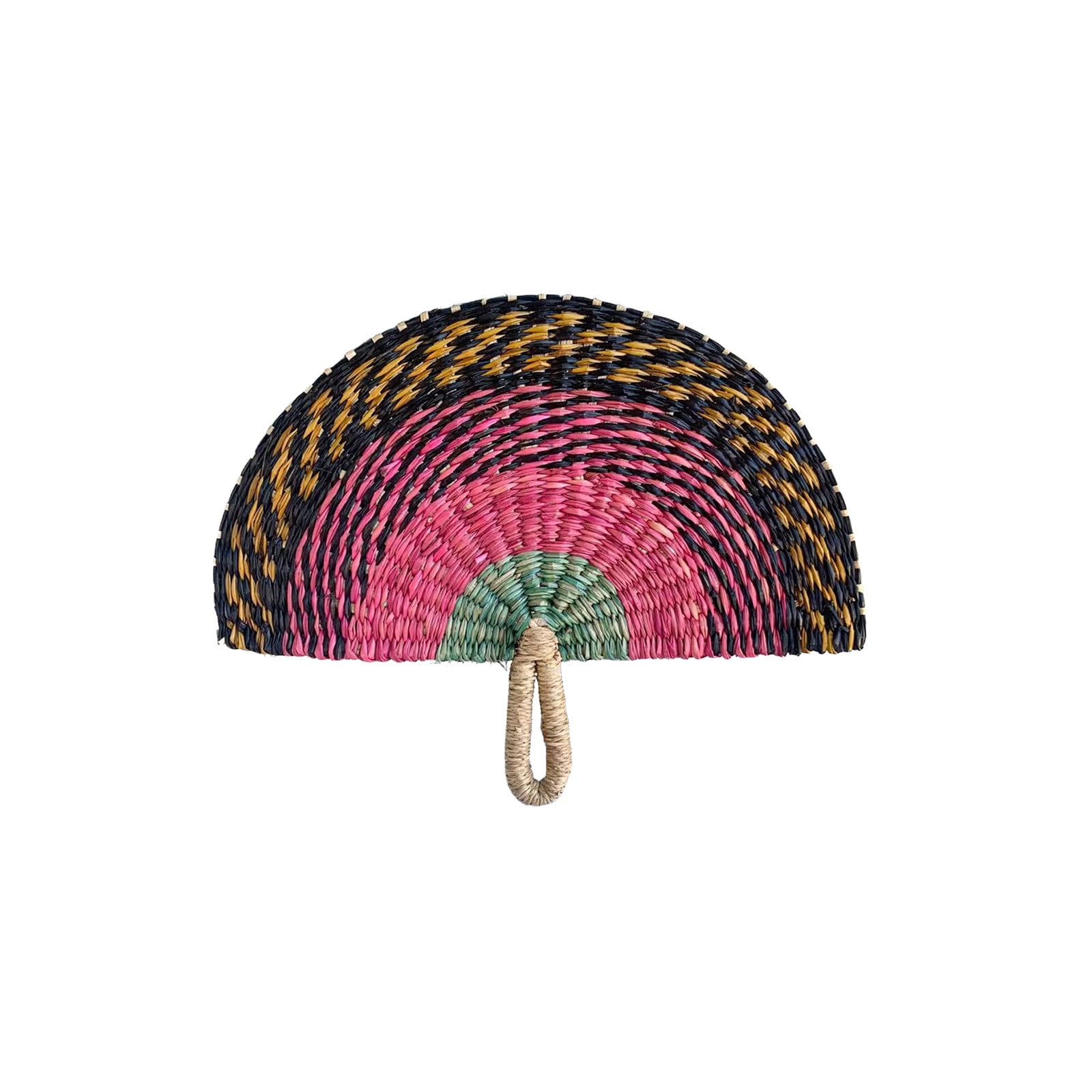 BiFandian Rattan Woven Handheld Fan for Summer, Large Colorful Wicker ...