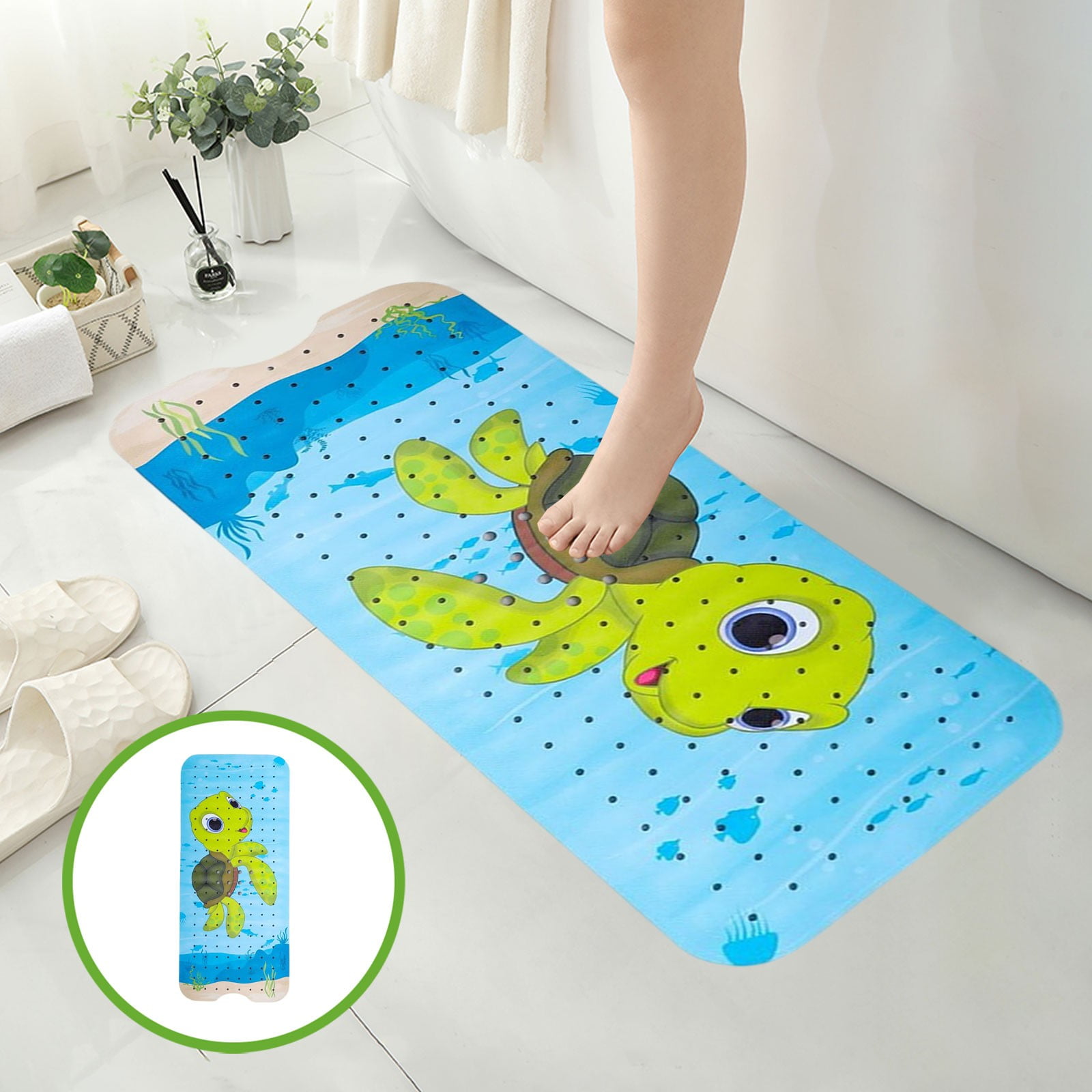 BiFandian Sea Animals Bath Door Mat for Kids, Non-Slip Oceans-themed ...