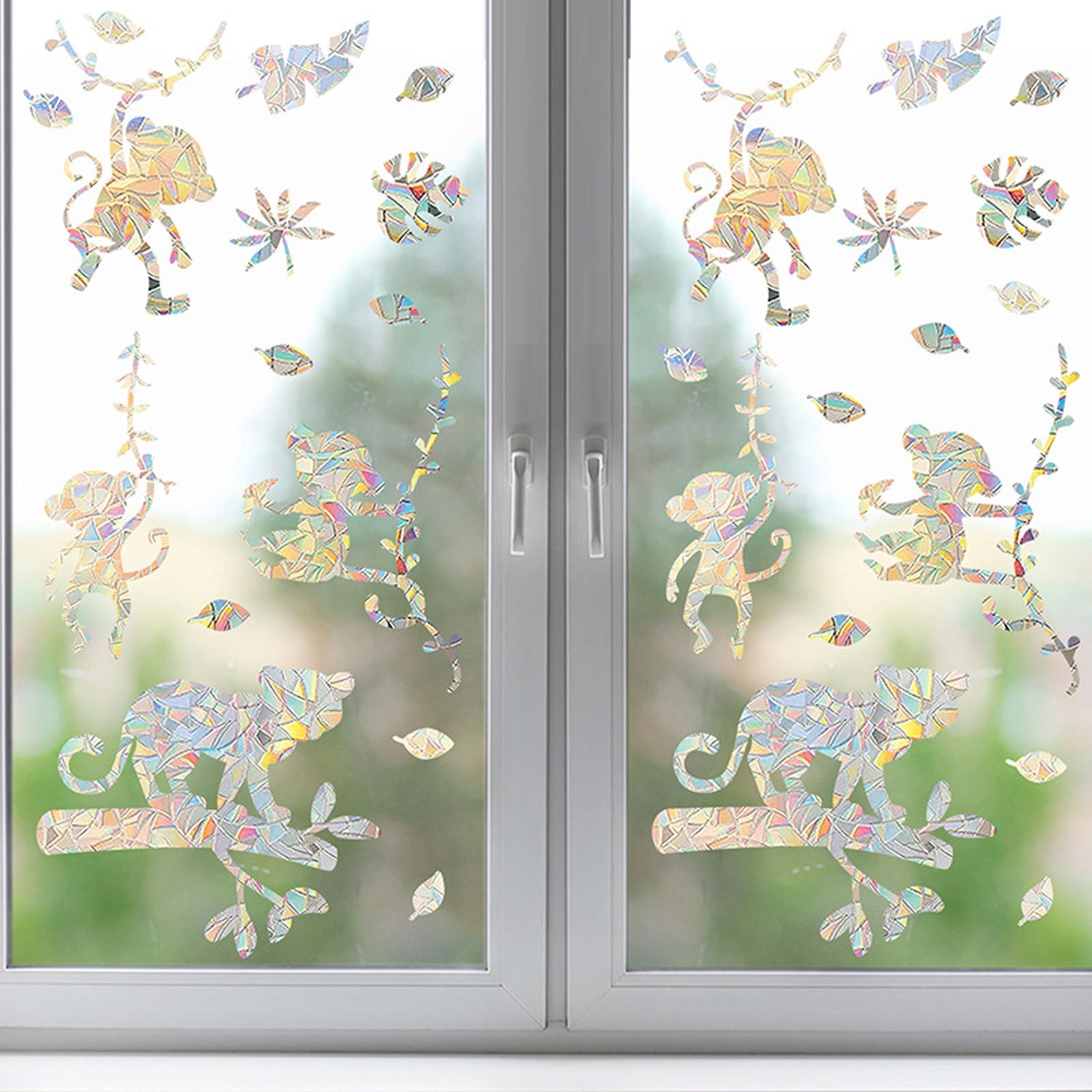 BiFandian Spring Summer Monkeys Stained Window Clings, Forest Themed ...