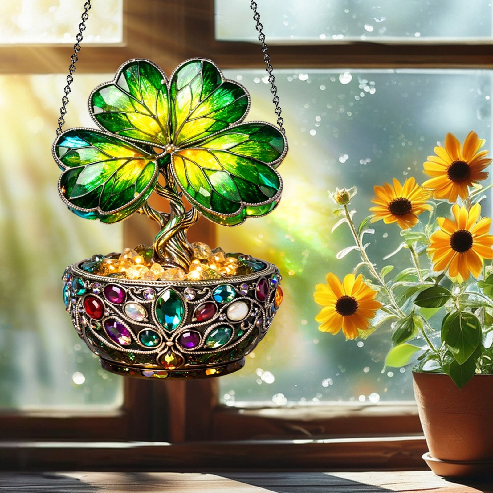 BiFandian St. Patrick's Day Hanging Ornaments, Acrylic Colored Clover ...