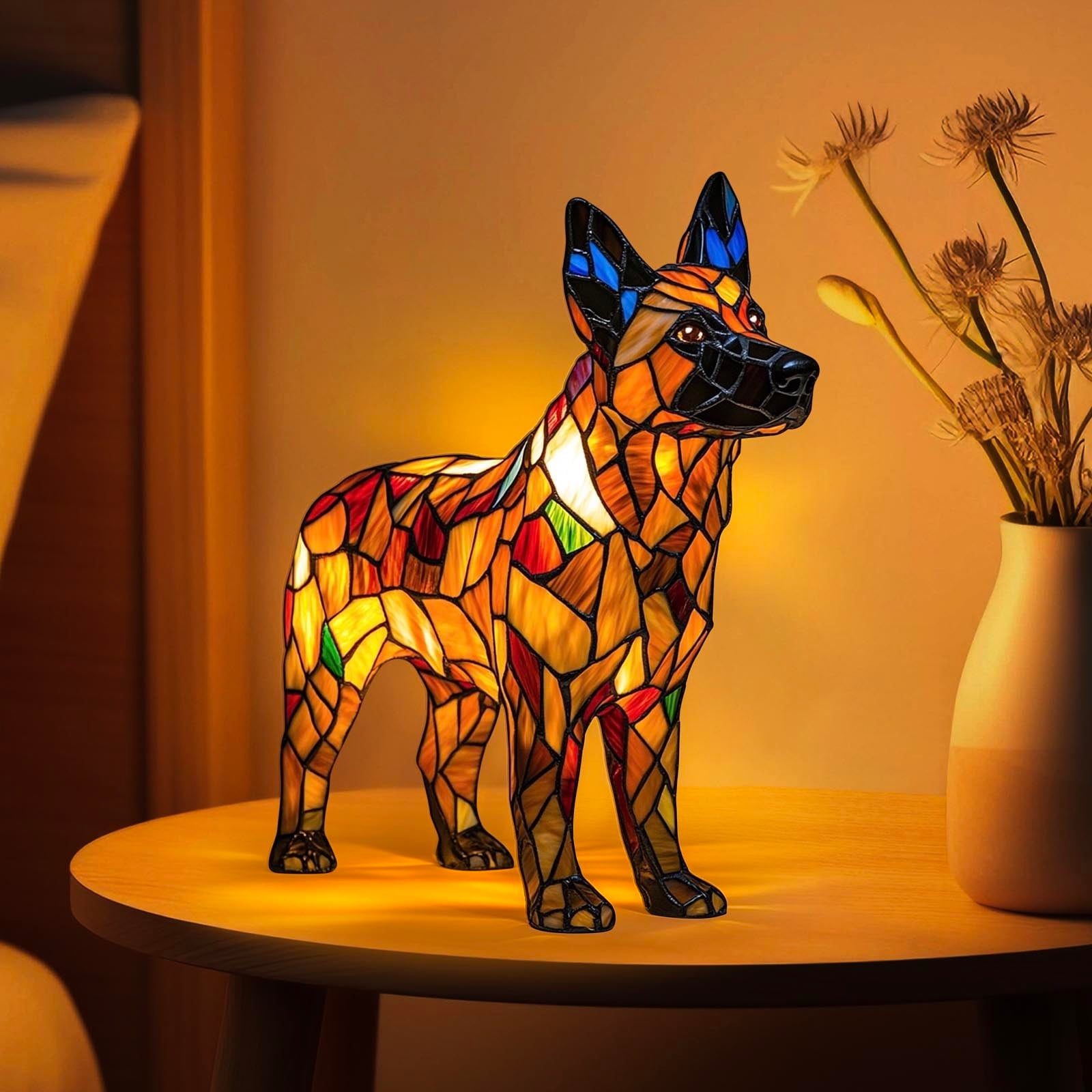 BiFandian Stained Resin Animal Dog Night Light, Dog Series Art Night ...