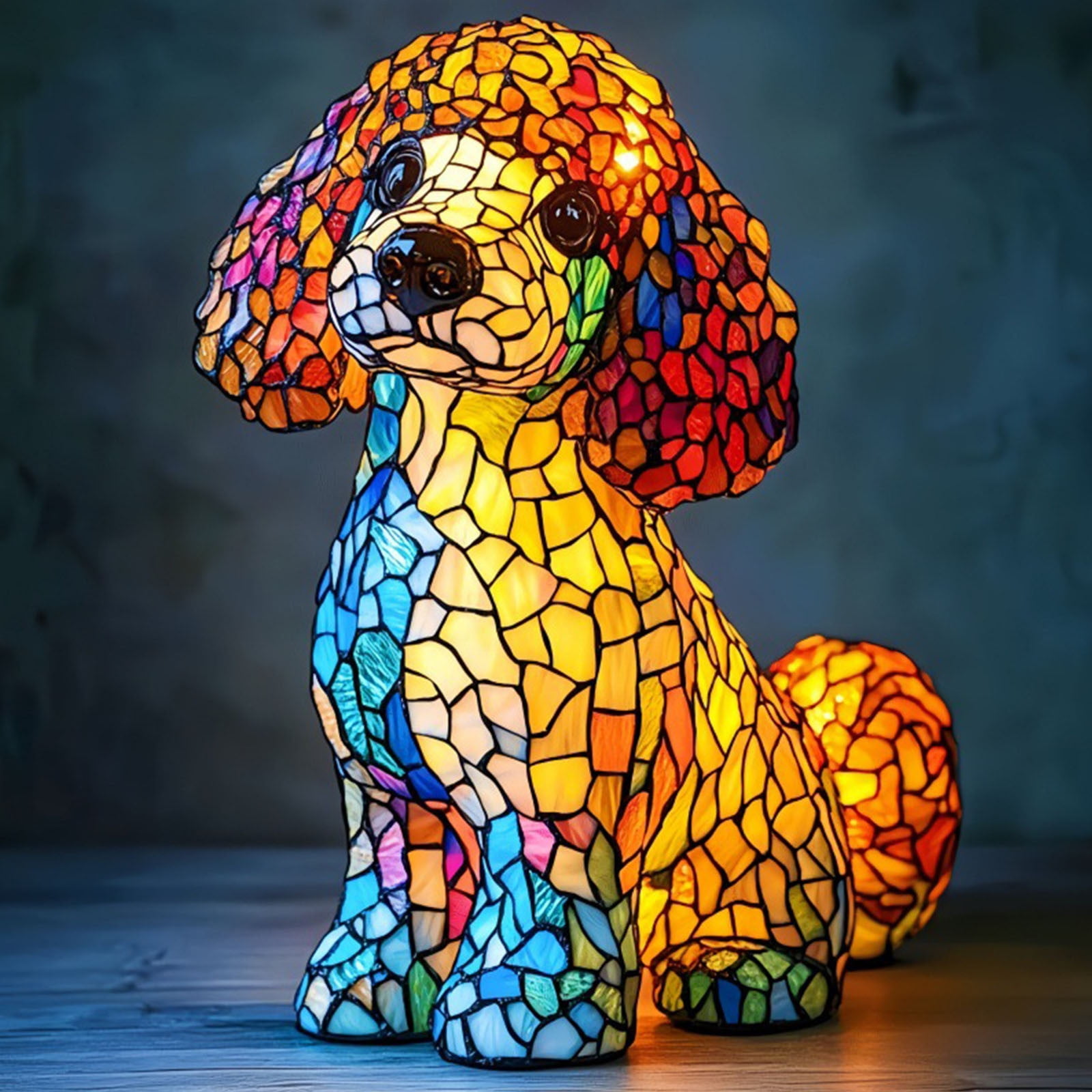 BiFandian Stained Resin Animal Dog Night Light, Dog Series Art Night ...