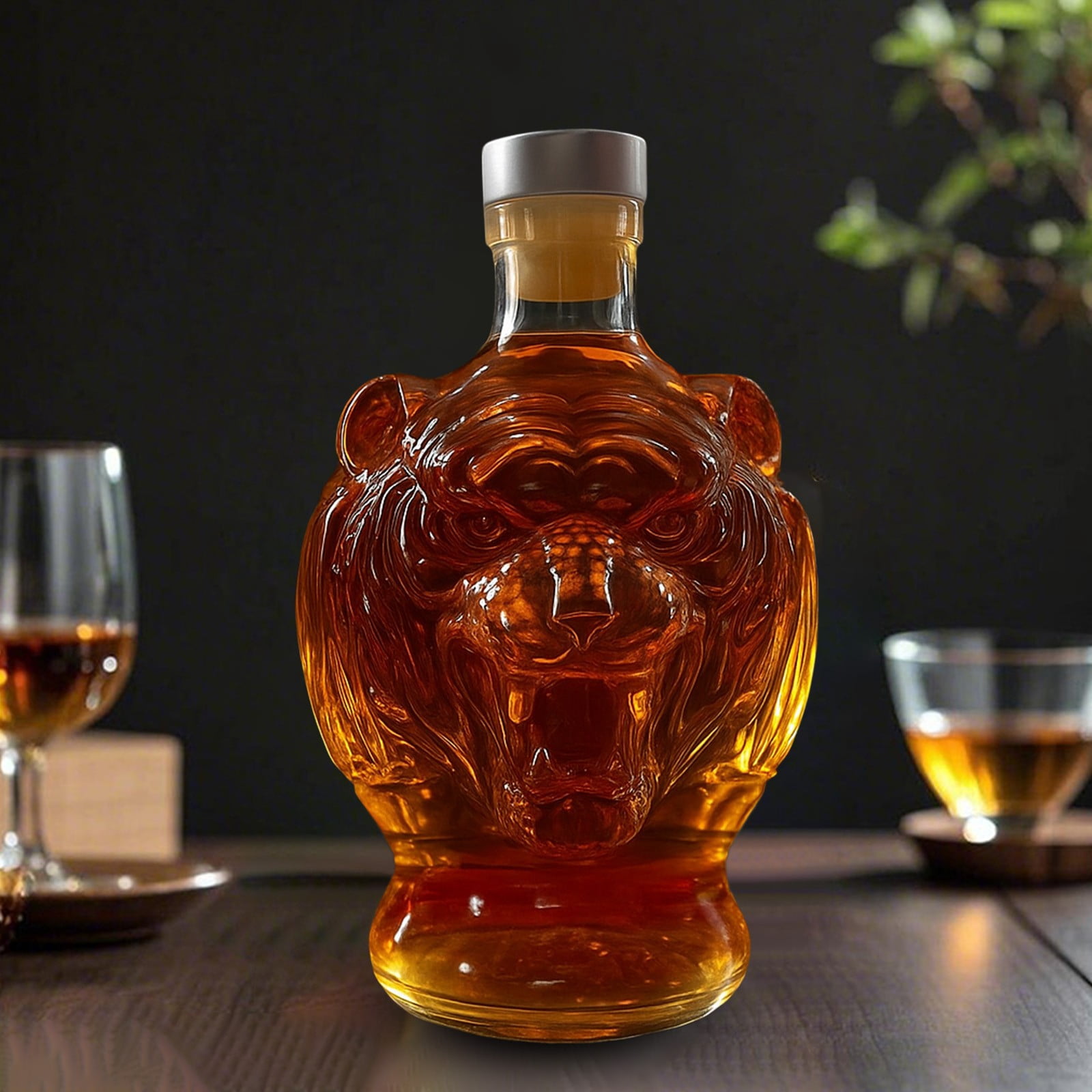 BiFandian Tiger Glass Whiskey Bottle, Funny Sculpted Tiger Head Whiskey ...